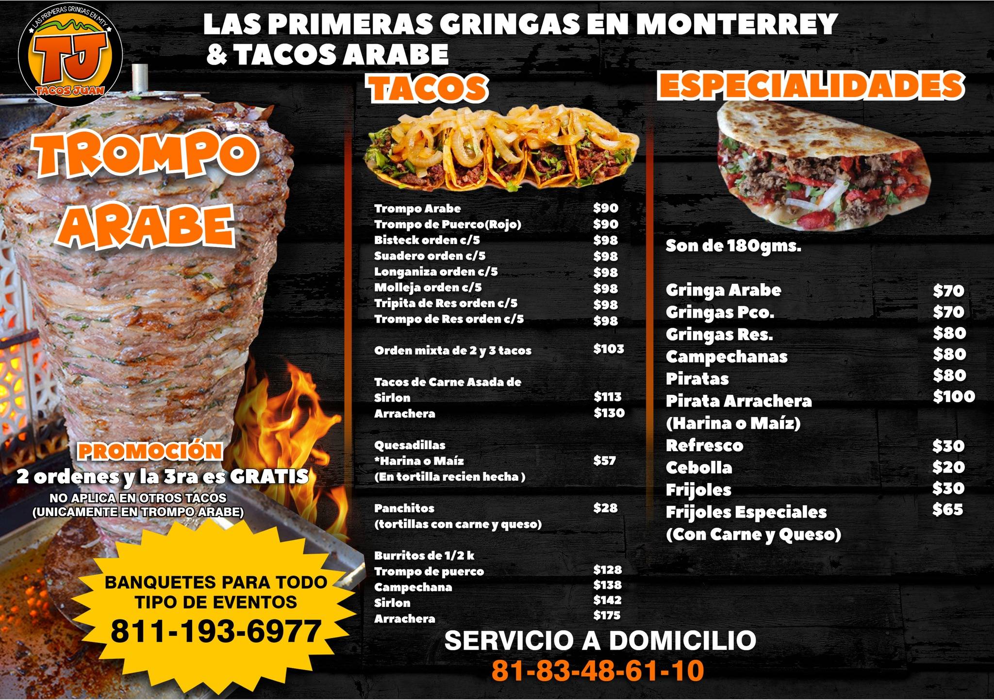Carta del restaurante Tacos Juan Oficial, Monterrey