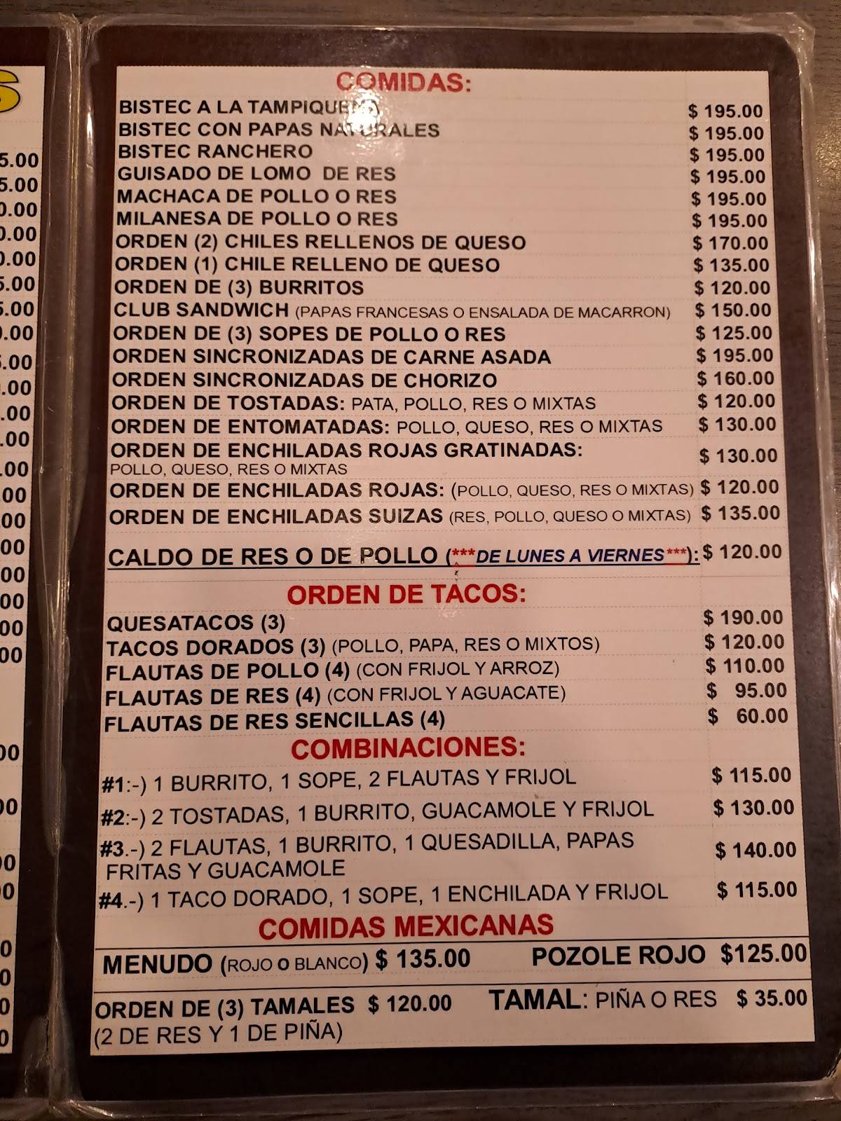Carta del restaurante TACOS MARU, Ensenada
