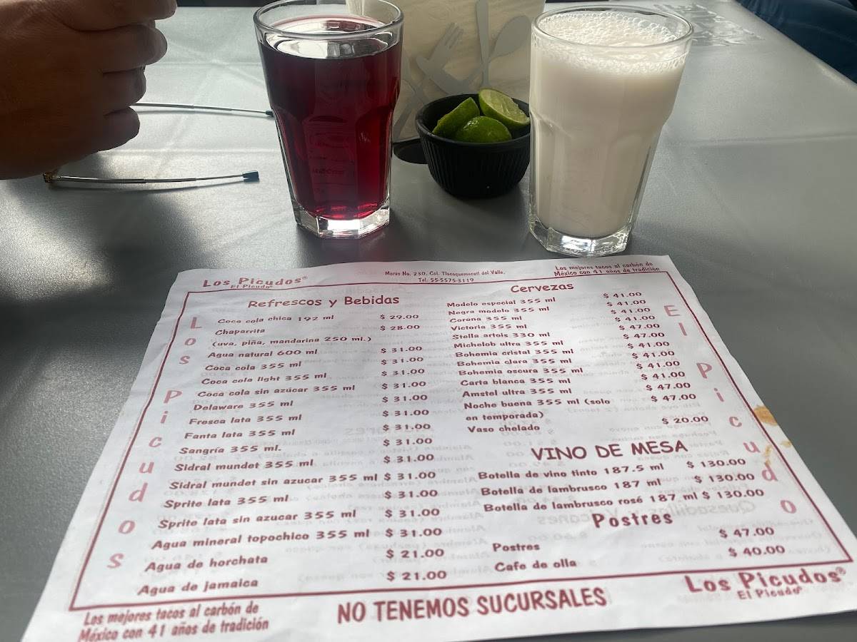 Carta del restaurante Los Picudos. Tacos al Carbón, Ciudad del México ...