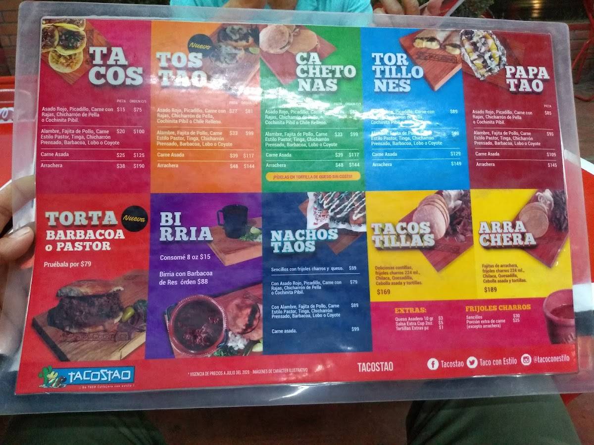 Carta del restaurante Tacostao, Torreón, Blvrd Independencia 2401