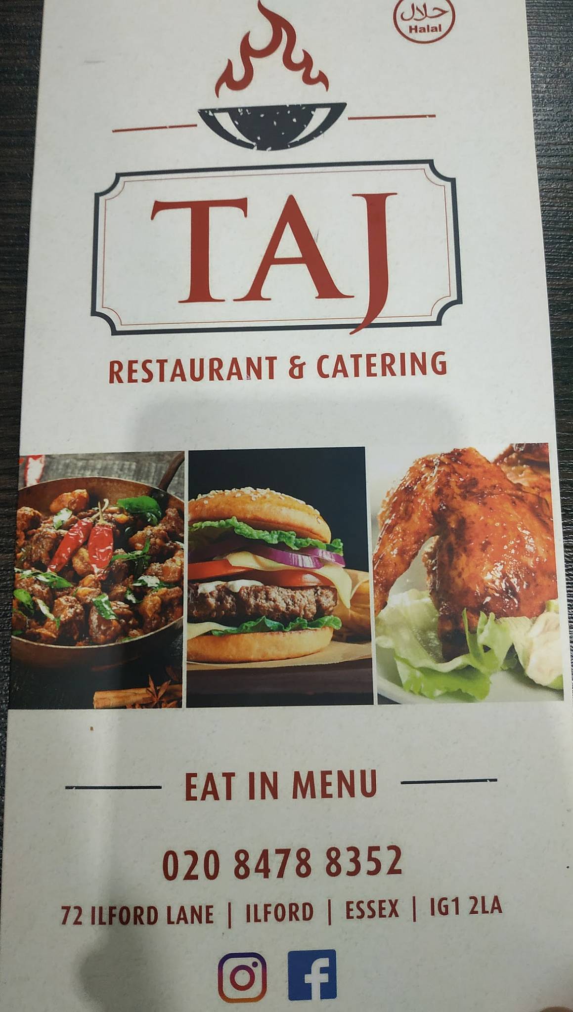 Menu at Taj Grill restaurant, Ilford, 72 Ilford Ln