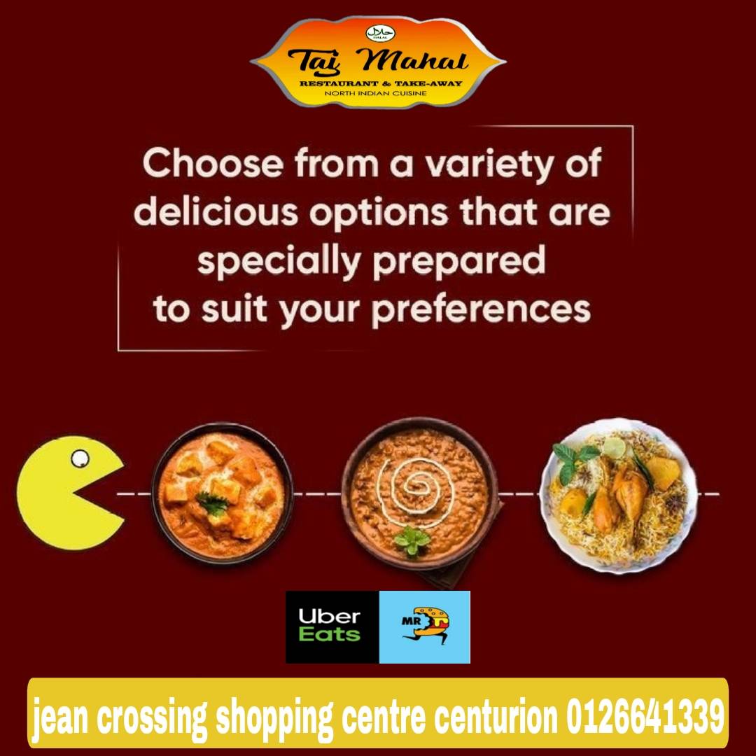 Menu at Taj Mahal restaurant, Centurion, 225 Jean Ave