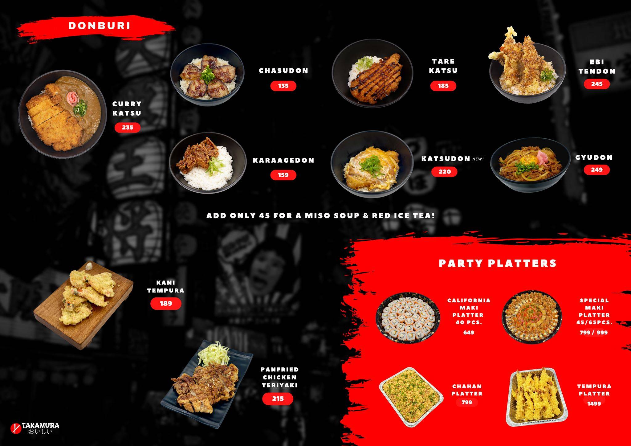 Menu at Takamura restaurant, Pasig, San Guilermo