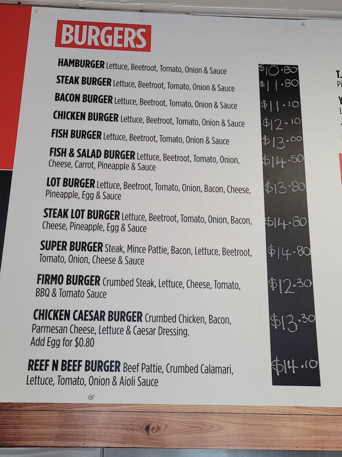 Menu at Take-A-Break Burger Bar, Kirwan