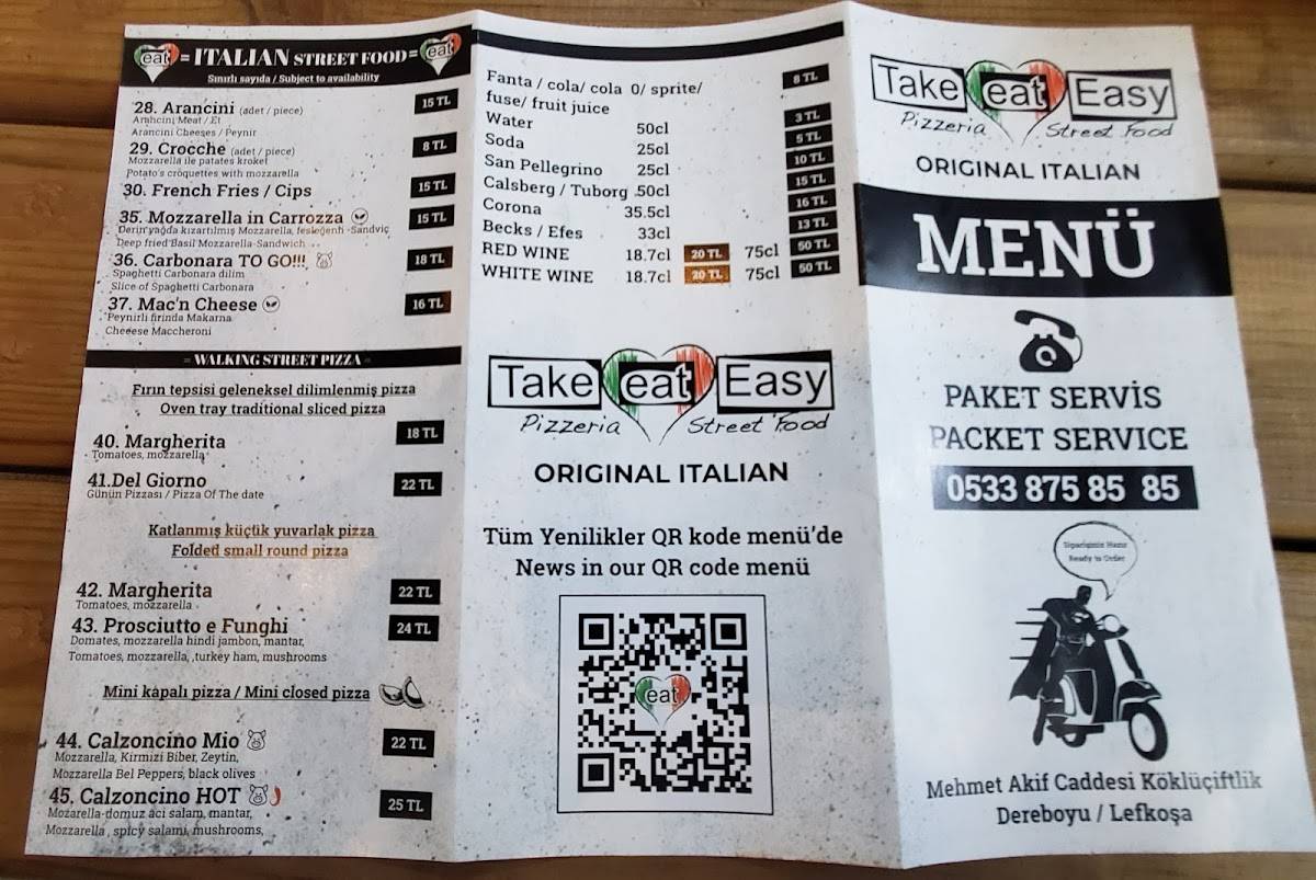 Carta de Take Eat Easy, Nicosia
