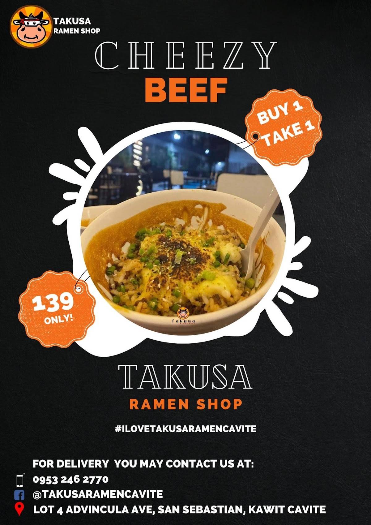 Menu at Takusa Ramen Shop Cavite restaurant, Cavite City