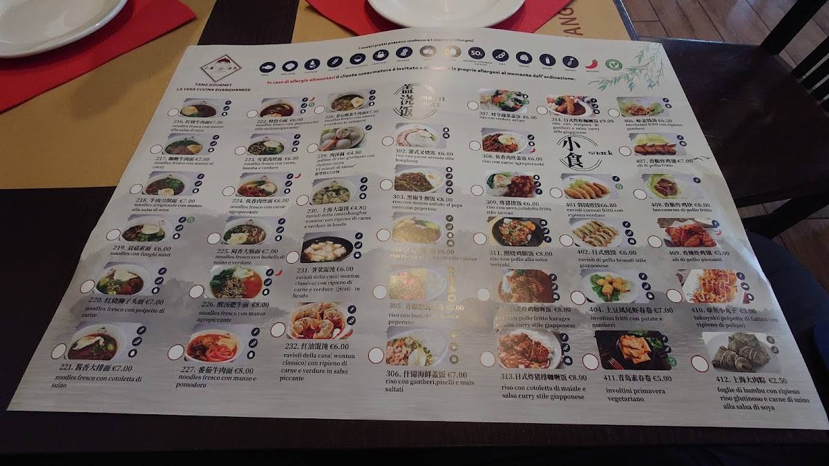 Carta de Tang Gourmet Dim Sum Restaurant, Milan