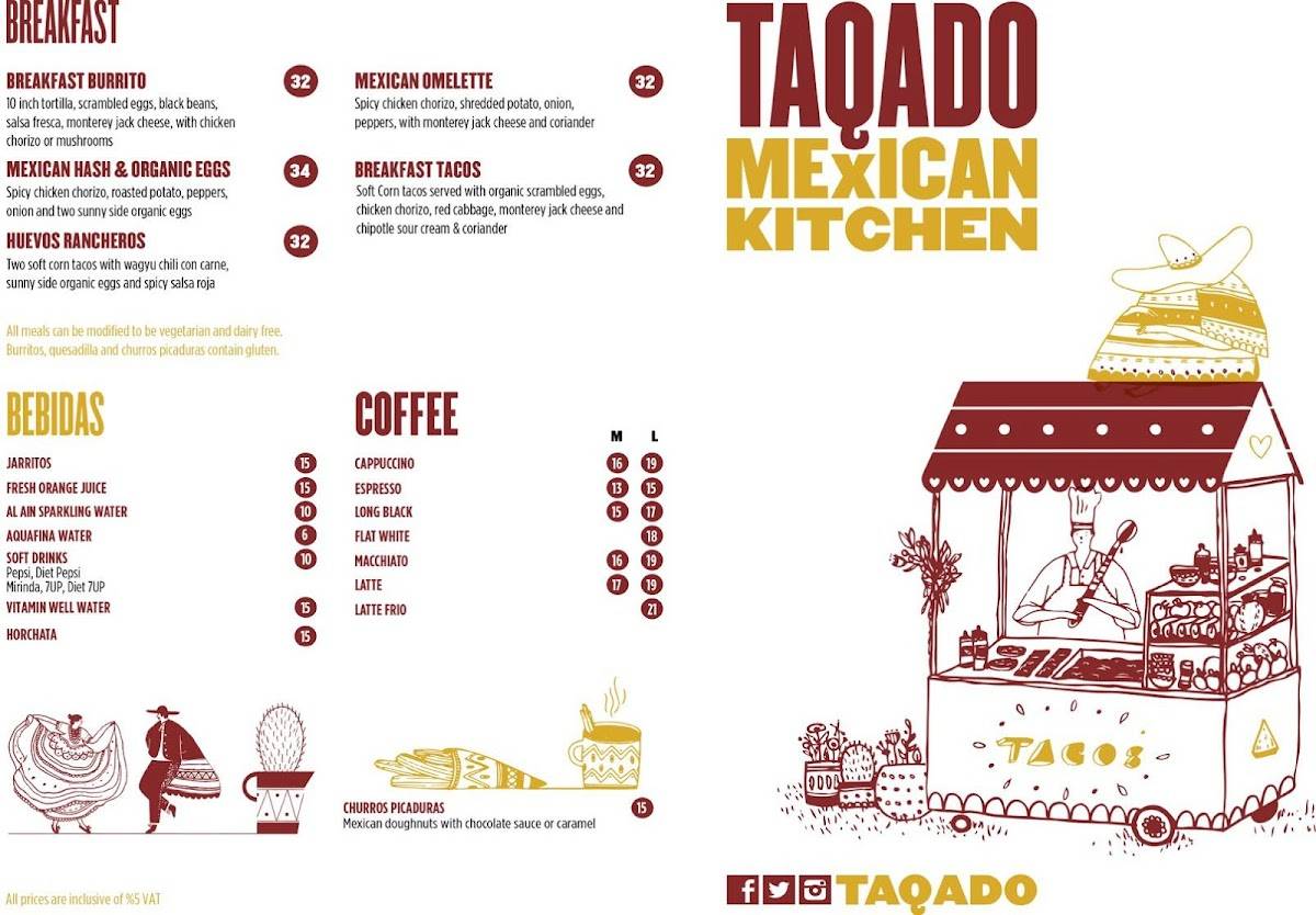 Menu at Taqado Mexican Kitchen (Downtown Jebel Ali) restaurant, Dubai ...