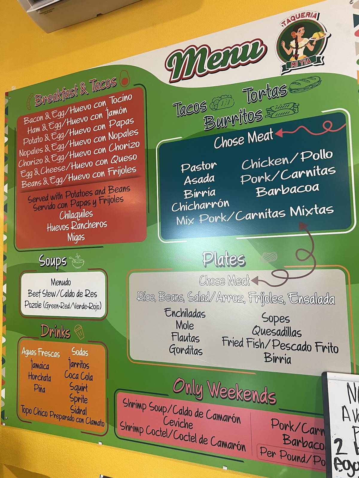 Menu at Taqueria Mi Tia restaurant, Round Rock