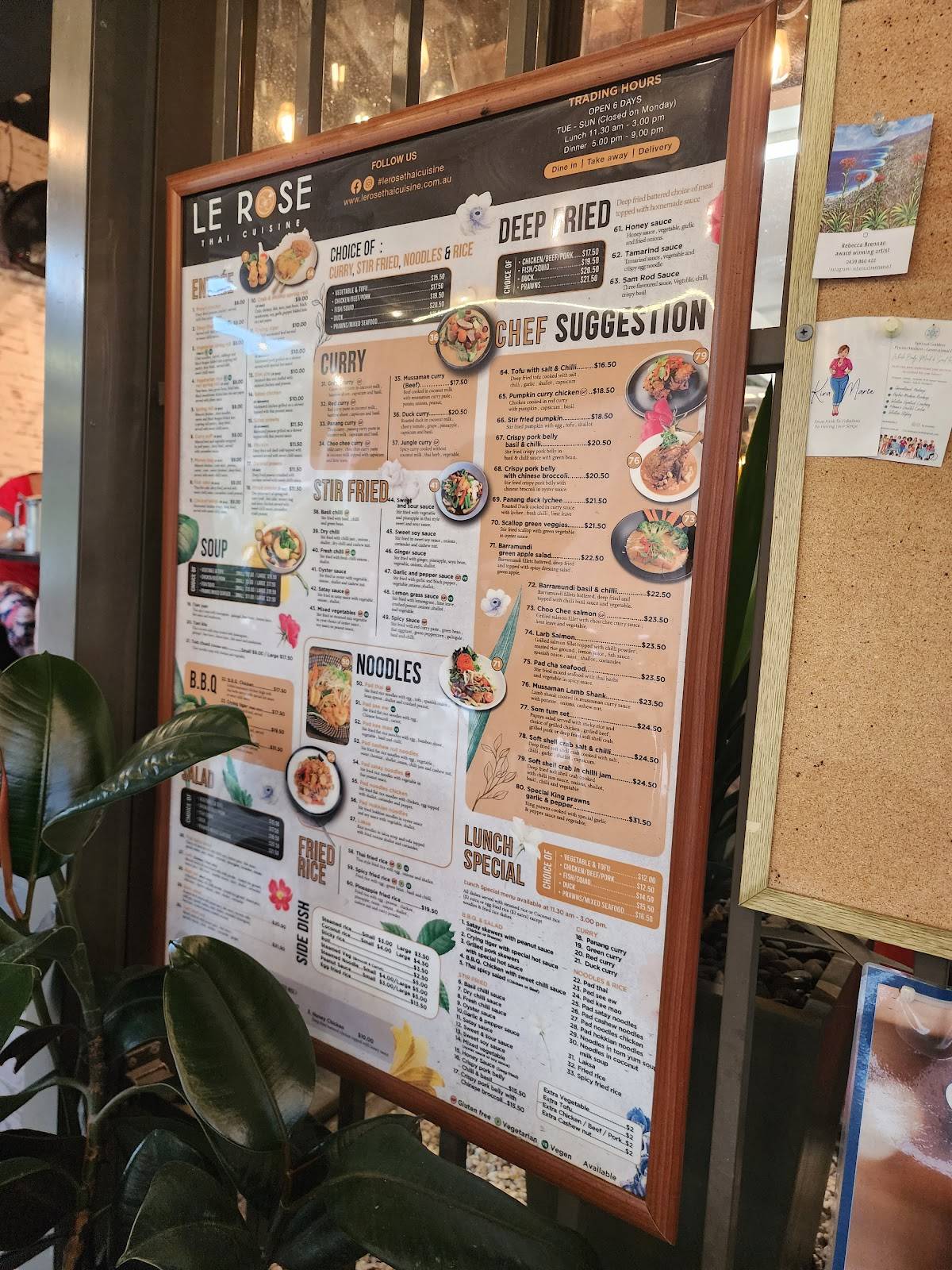 Menu at Le Rose Thai Cuisine restaurant, Tarrawanna