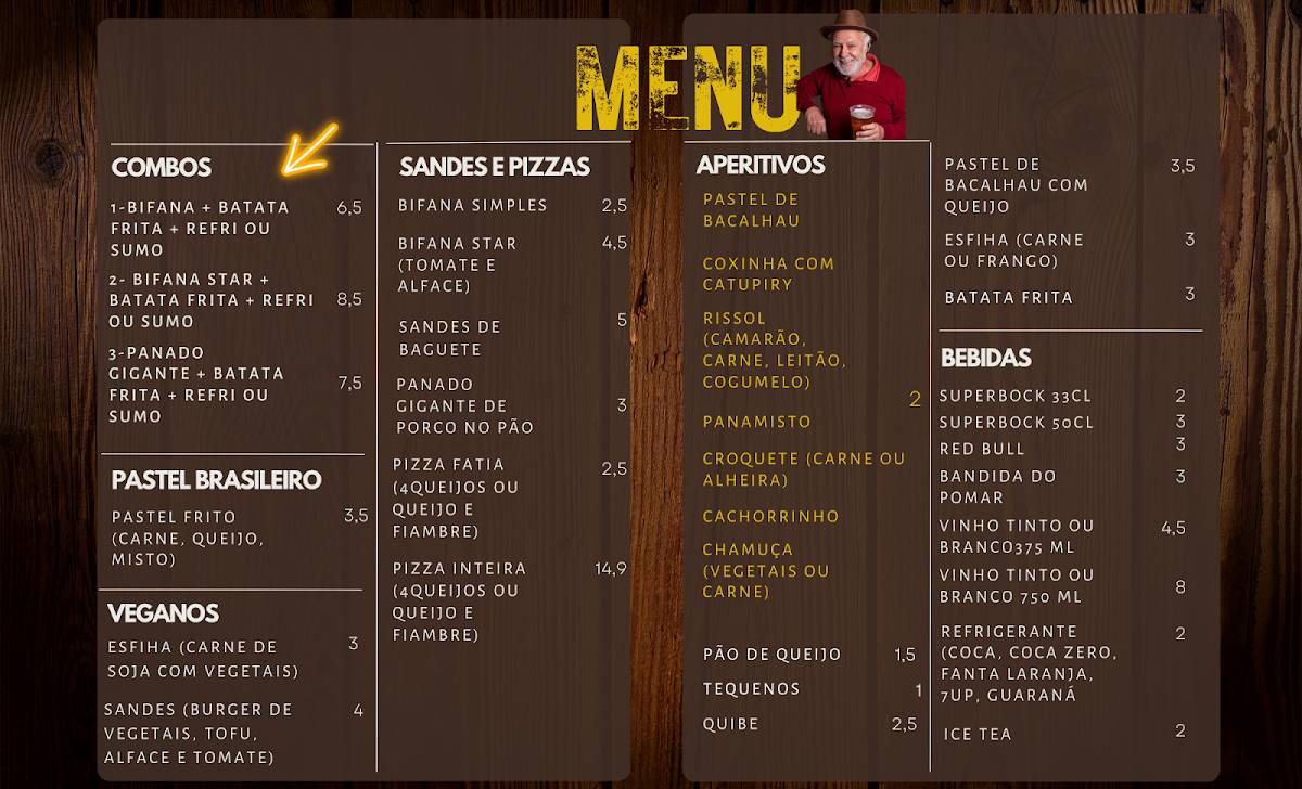 Menu em Tasca do Luís. O panado maior cupom. pub & Bar, Porto