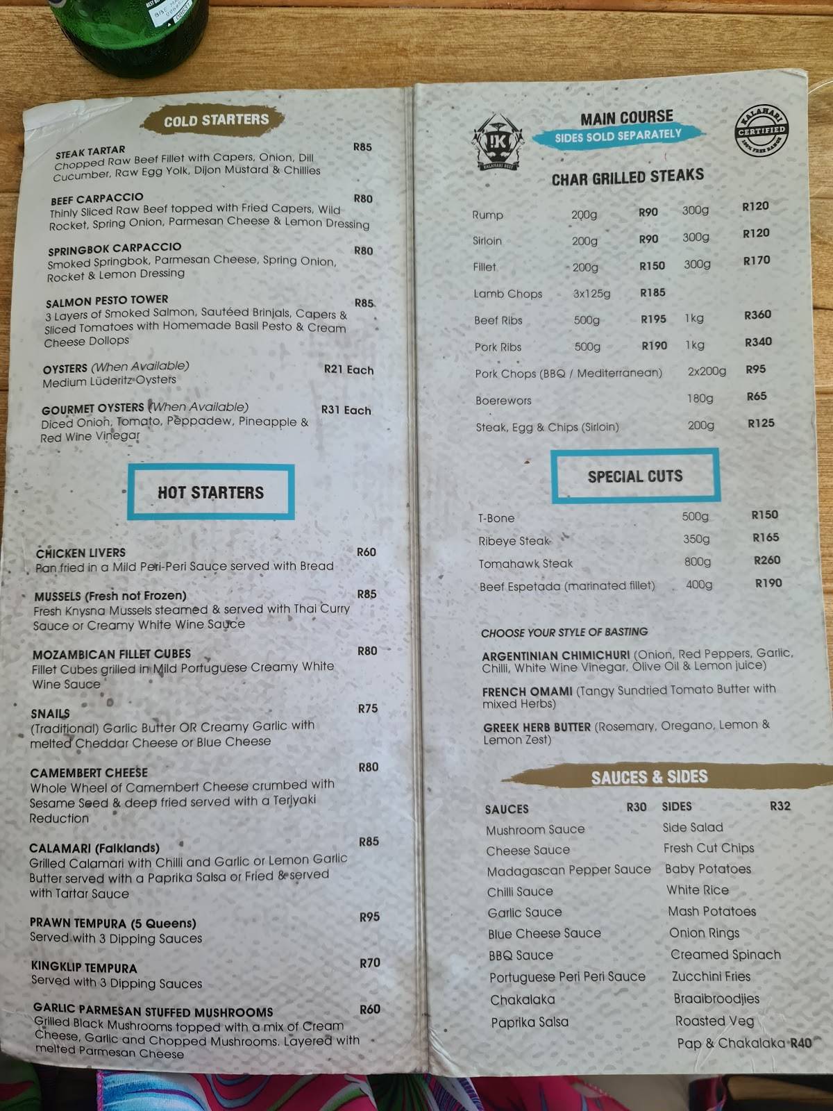 Menu at Taso's Bar & Grill Ballito, Dolphin Coast