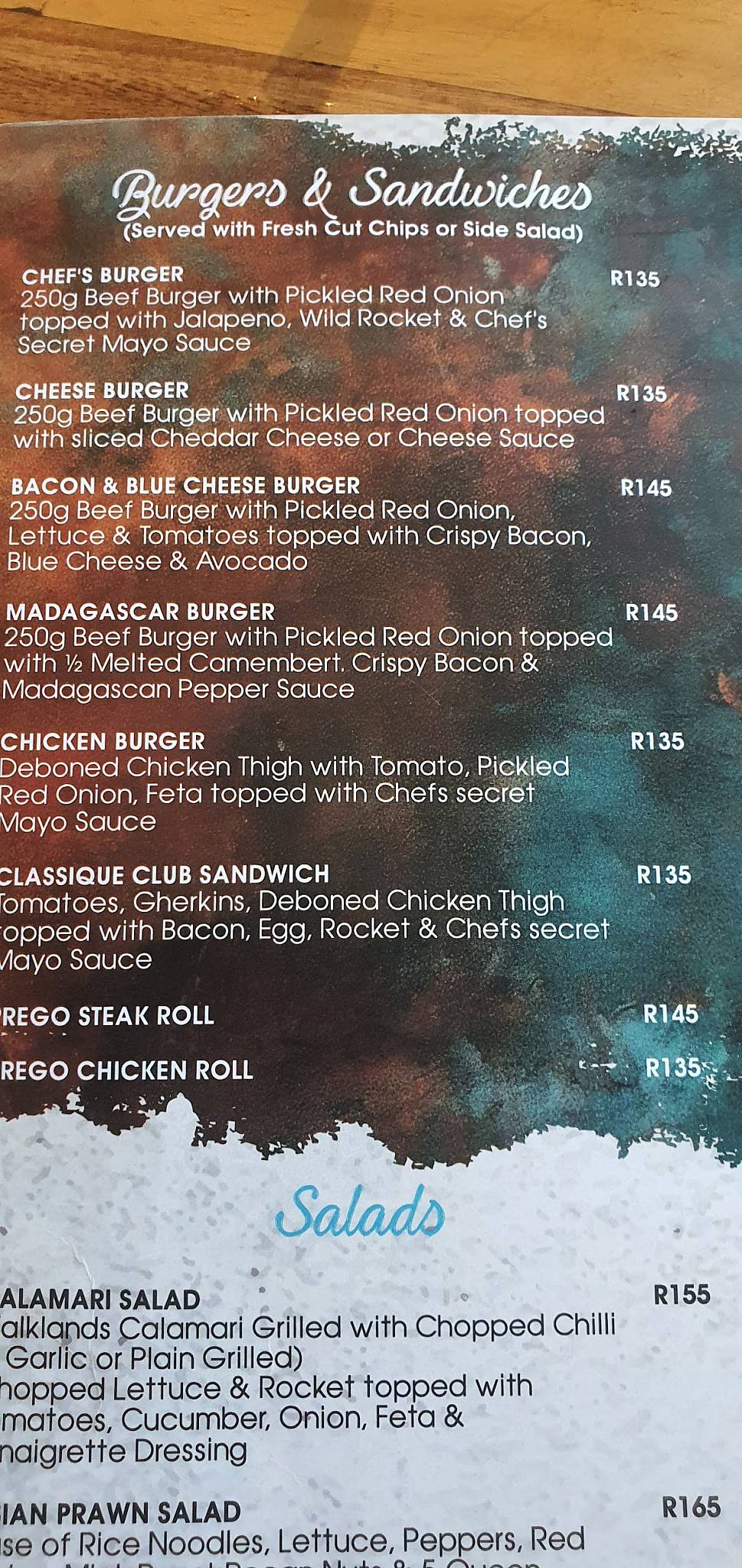 Menu at Taso's Bar & Grill Ballito, Dolphin Coast
