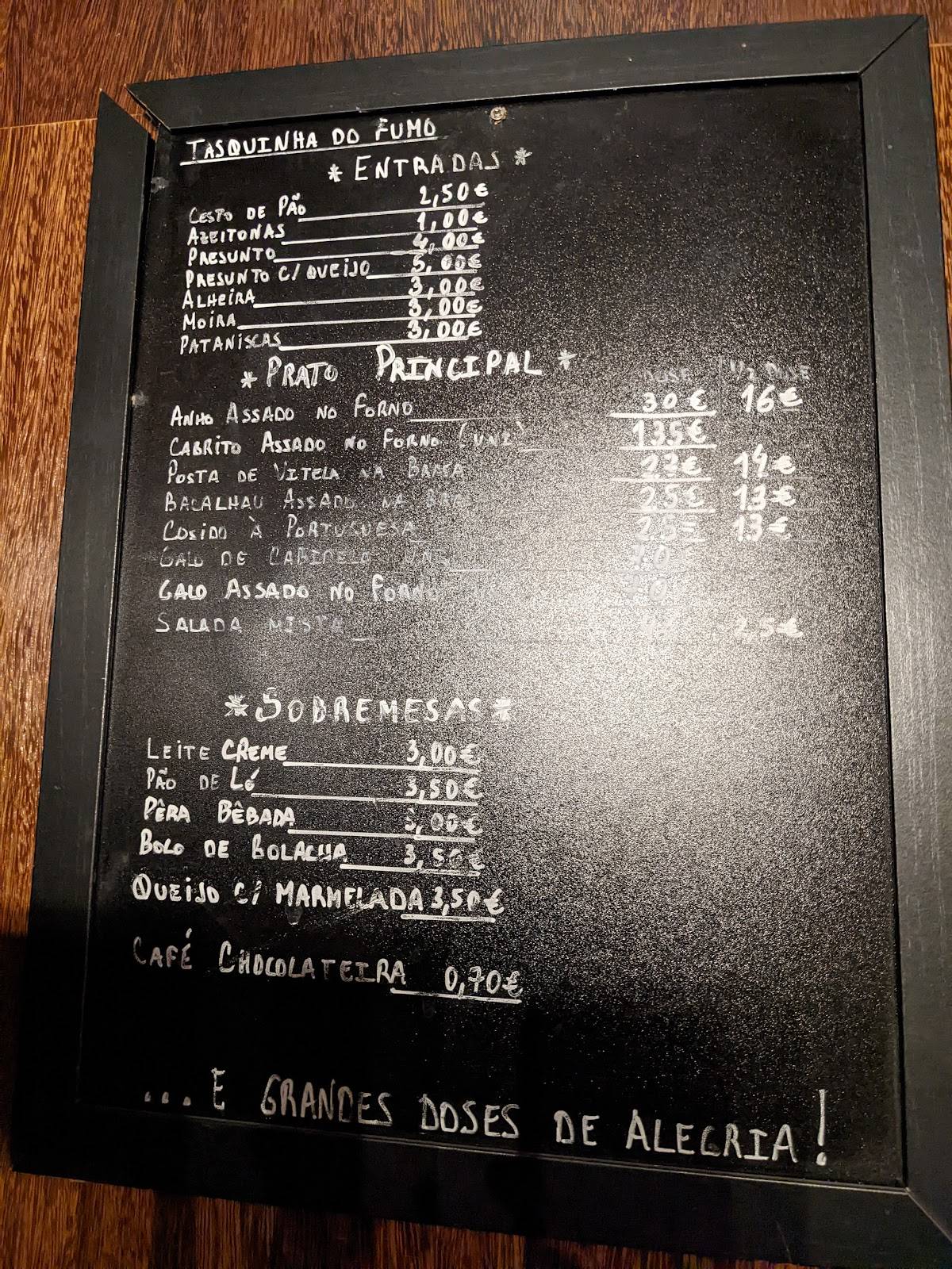 Menu em Tasquinha do Fumo restaurante, Campelo