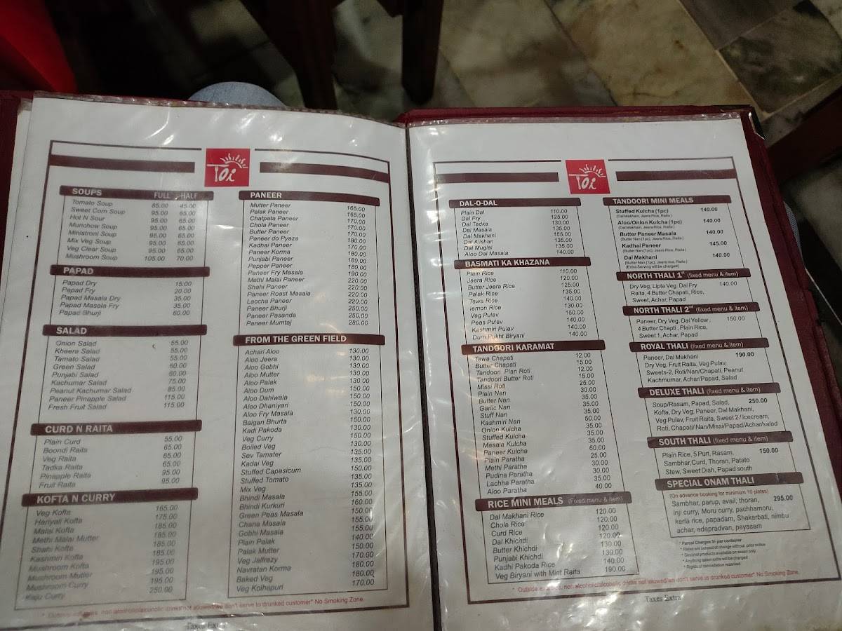 Menu at Taste of India Veg Restaurant Caterer Bhopal, Bhopal