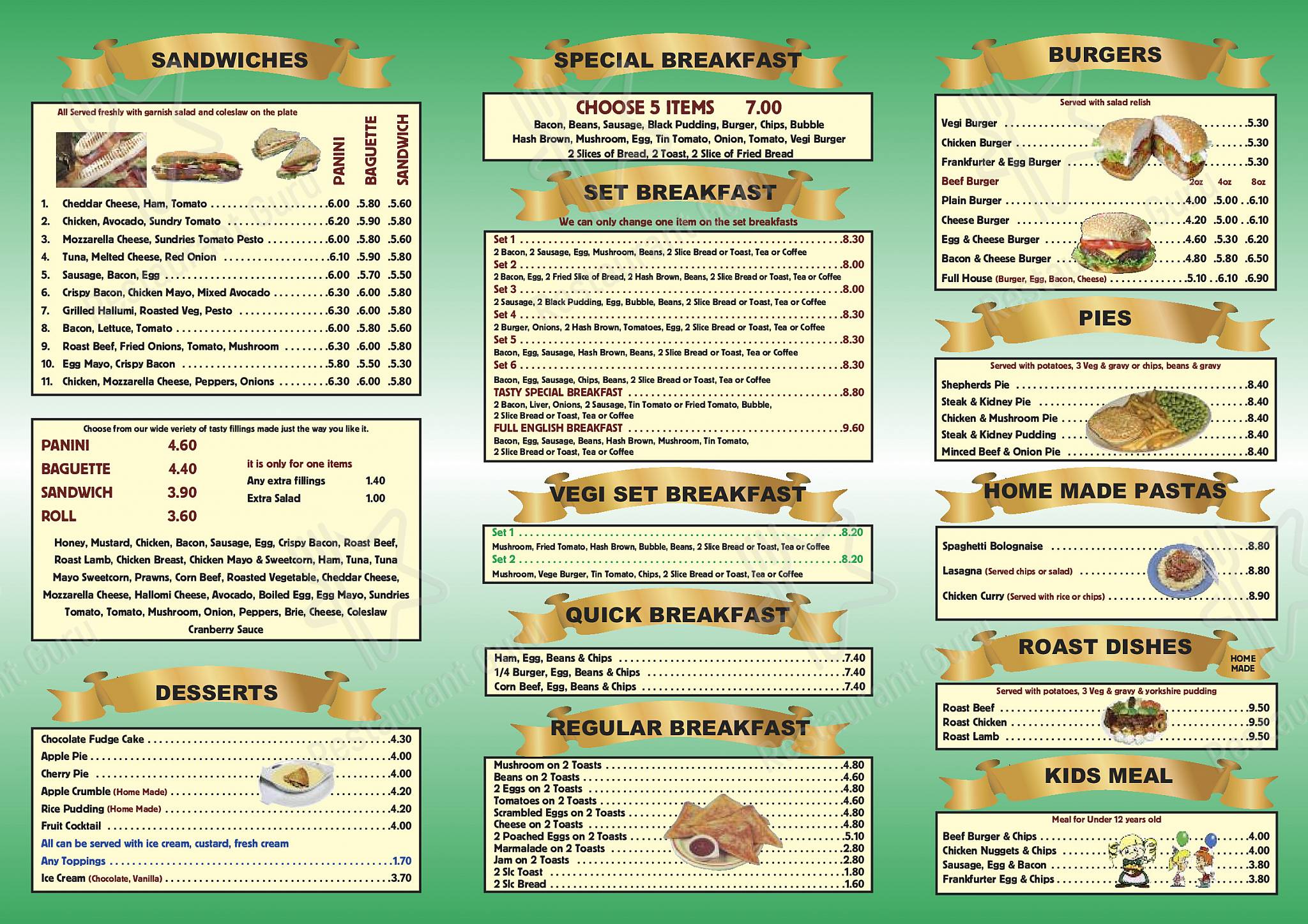 Menu at Tasty Cafe, Romford, Tasty Cafe