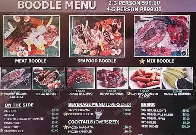 Menu at Tata Boy's Boodle Fight restaurant, Pasig