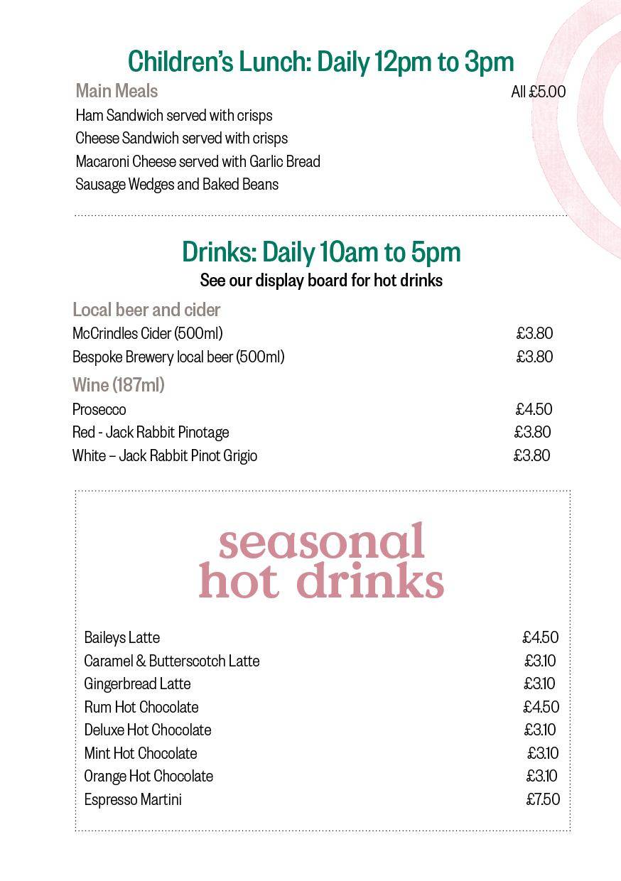 Menu at Taurus Crafts restaurant, Lydney