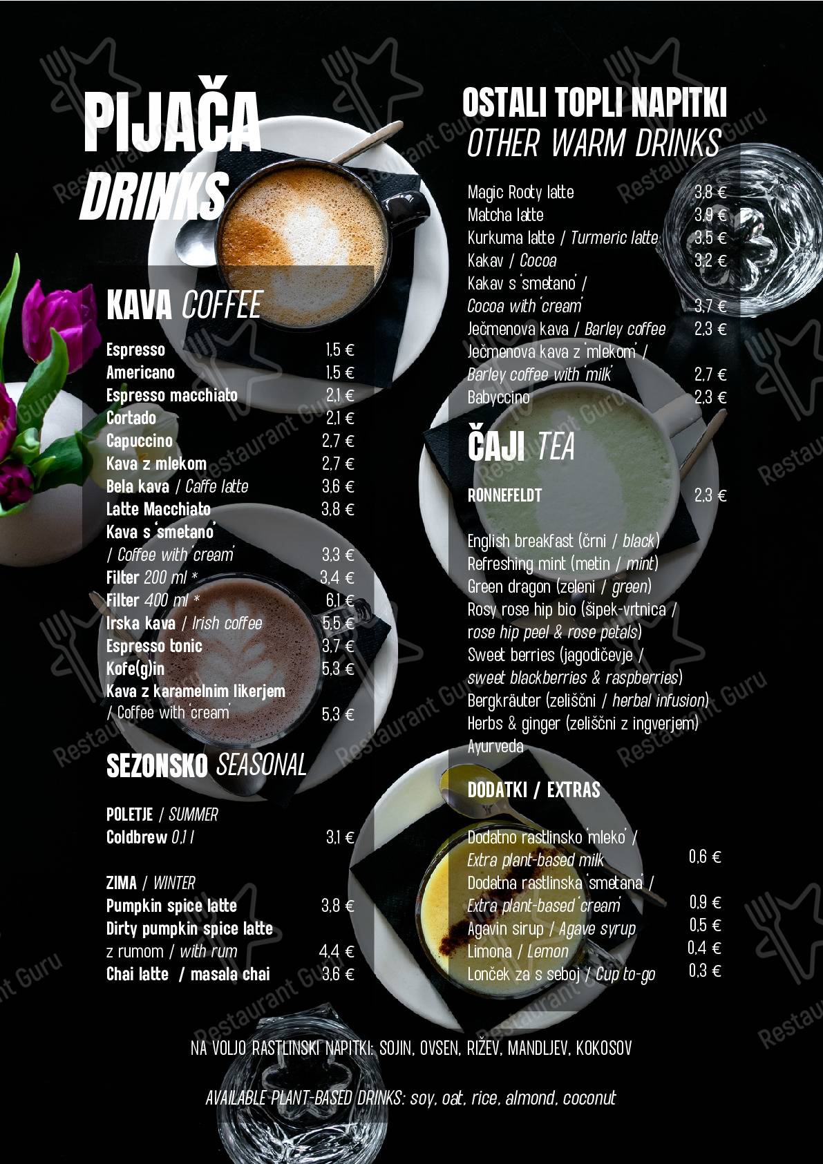 Menu at Tavci Kuhna & Ayatana deli restaurant, Bled