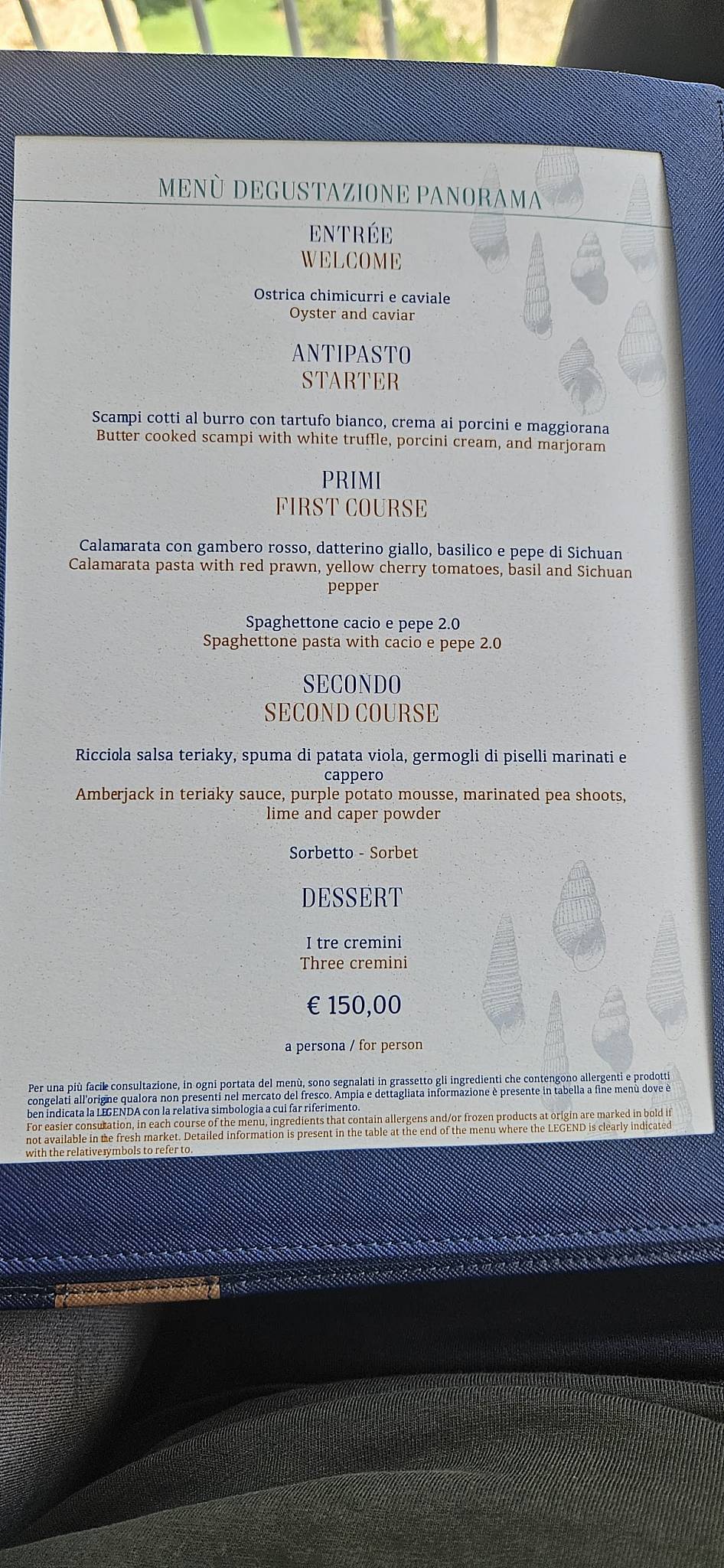 Menu at Terrazze Monachile restaurant, Polignano A Mare