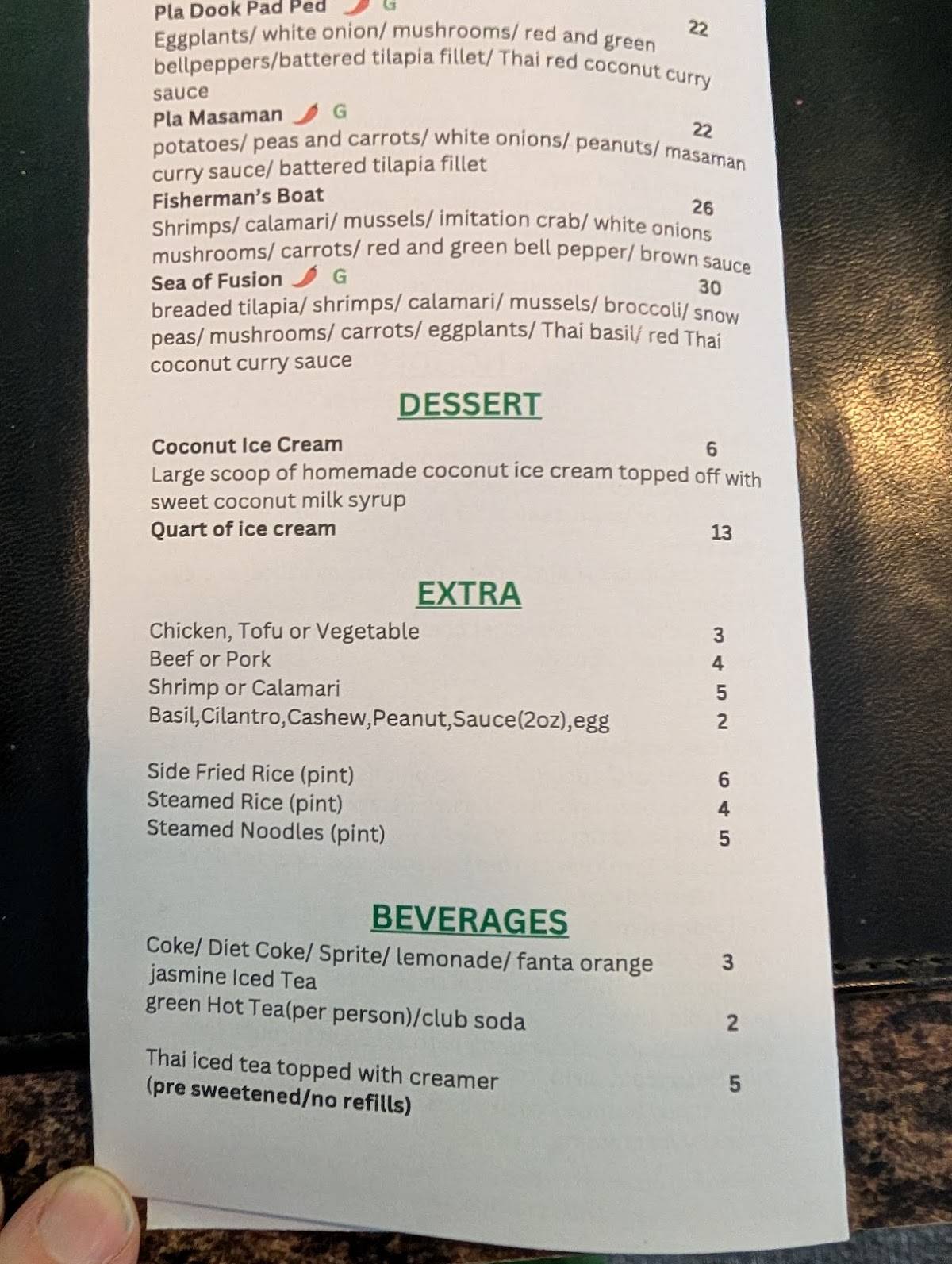 Menu at Thai Fusion restaurant, Kentwood, Broadmoor Ave SE