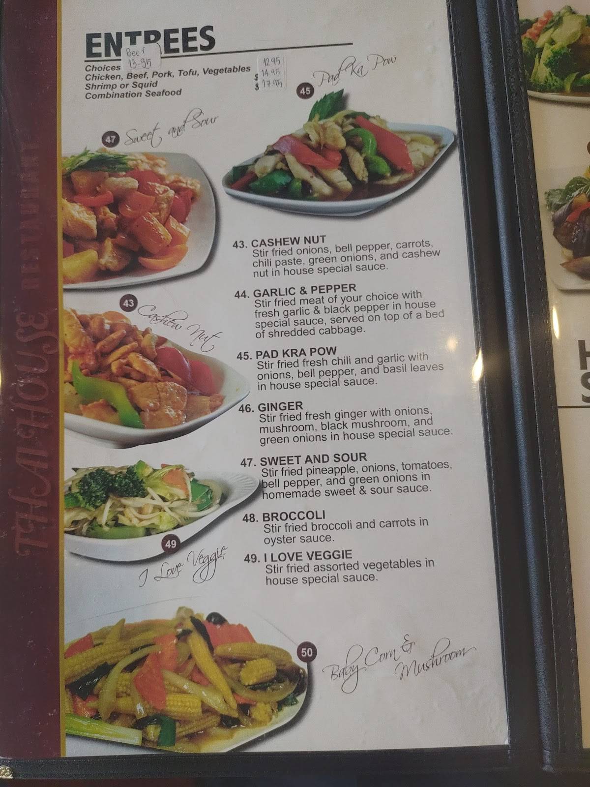 Menu at Thai House Restaurant, Logan