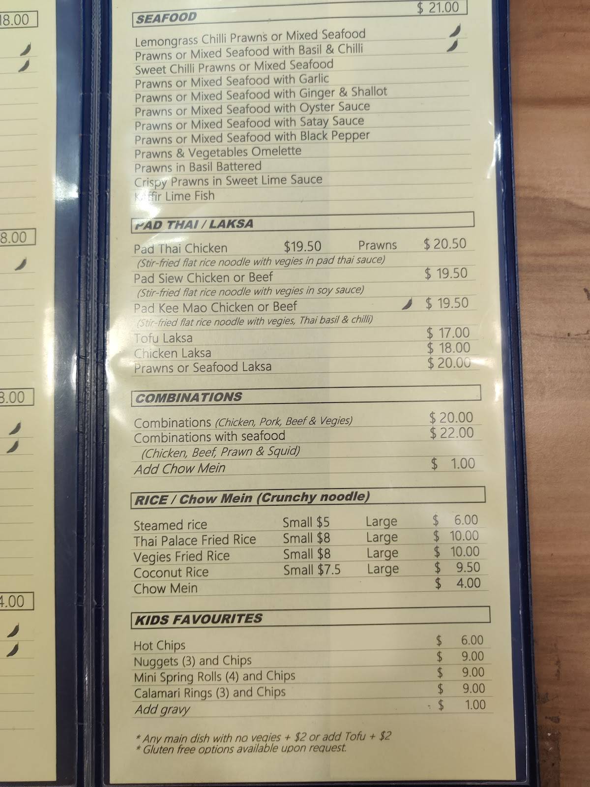 Menu at Thai Palace Restaurant, Grafton, 3/52-74 Fitzroy St