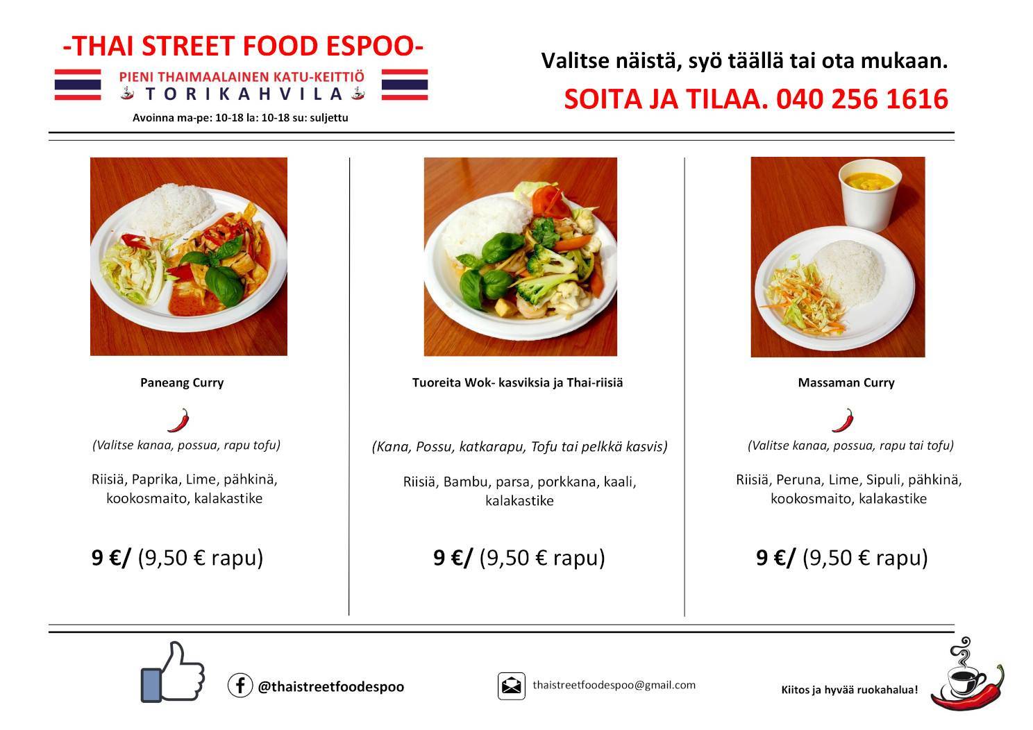 Menu at Thai Street Food Espoo restaurant, Espoo