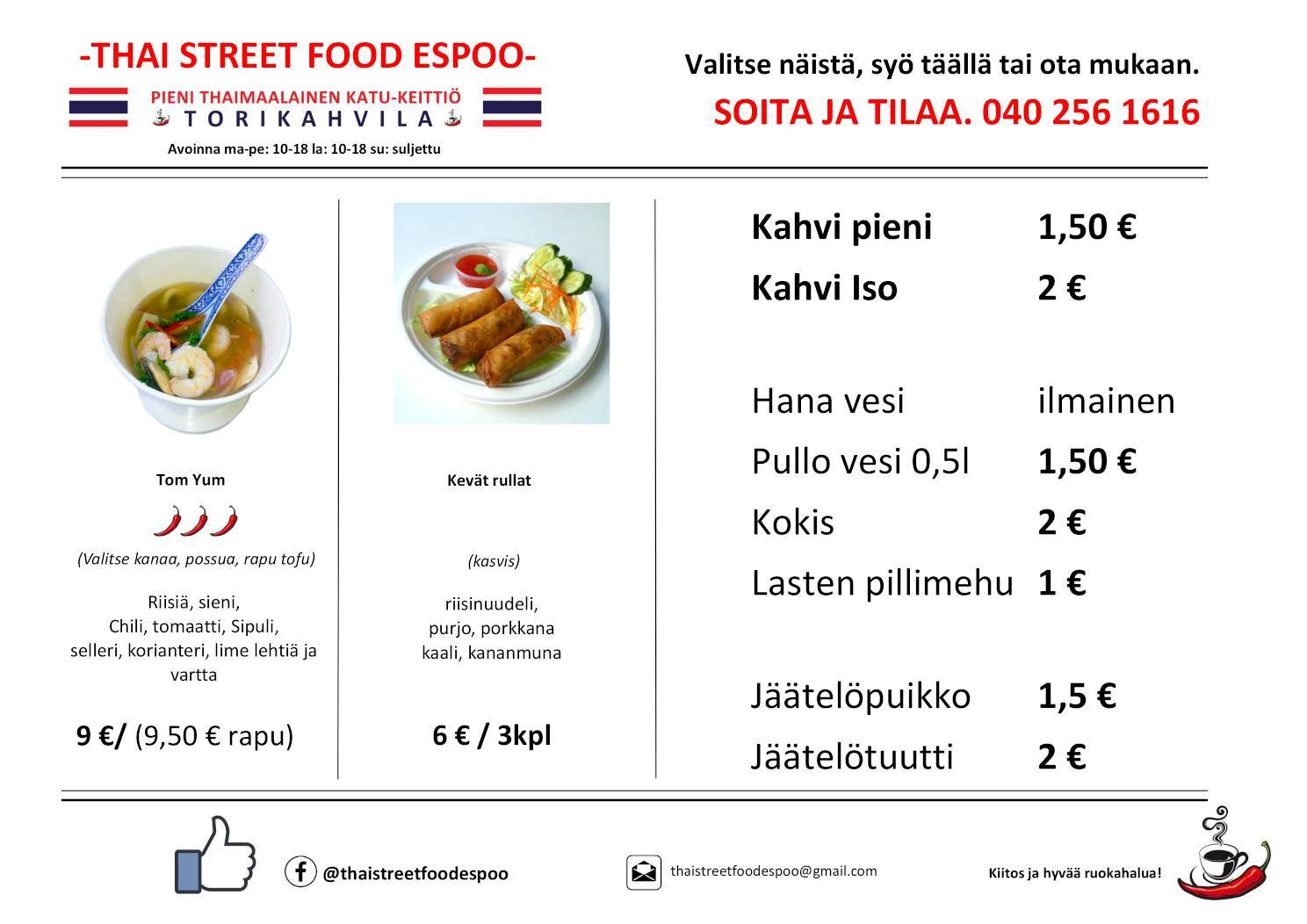 Menu at Thai Street Food Espoo restaurant, Espoo