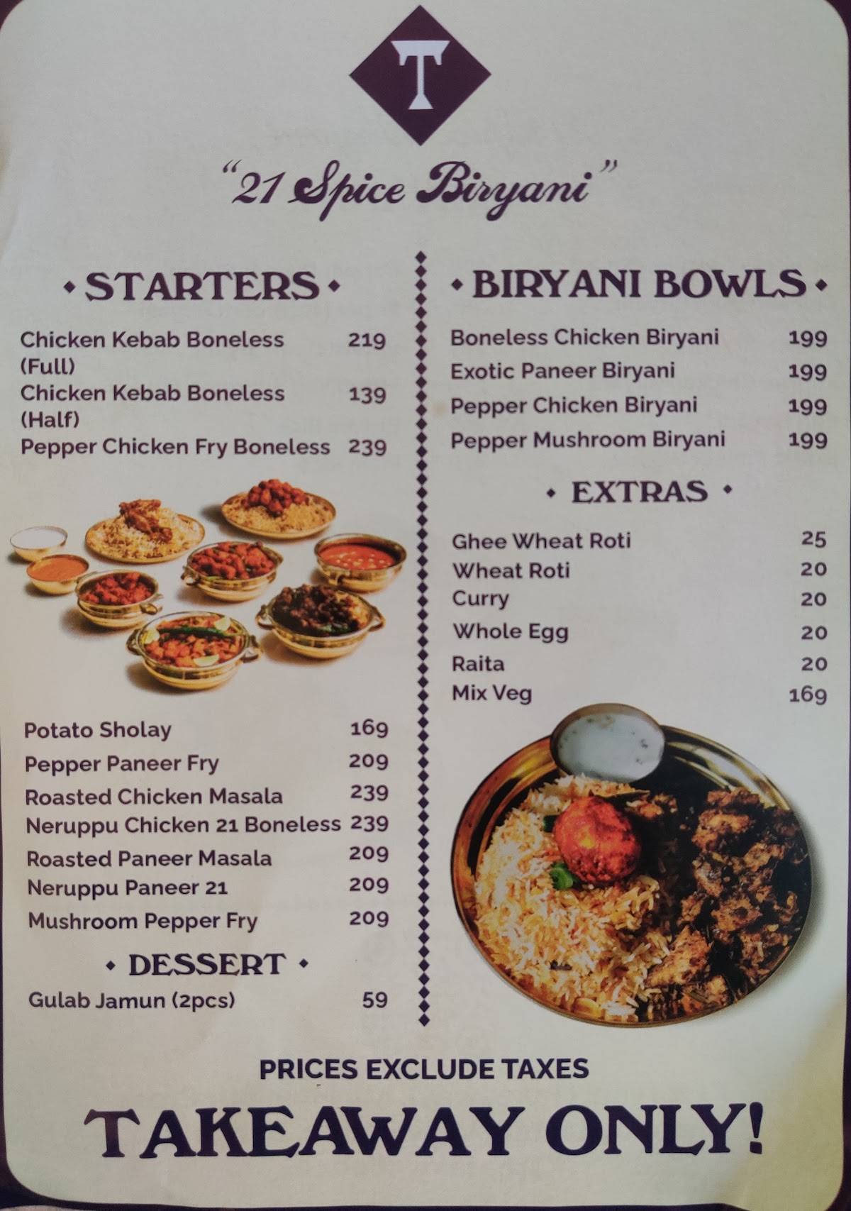 Menu at Thalairaj Biryani @ Chandra Layout, Bengaluru