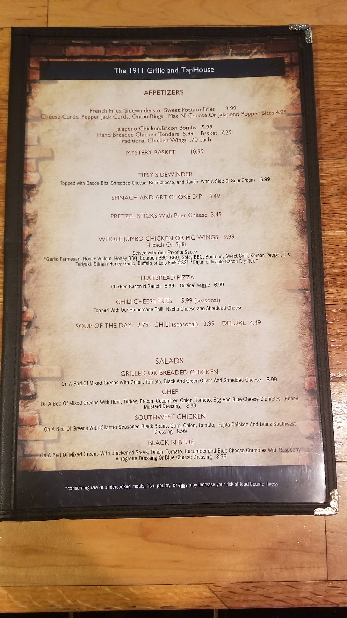 Menu at The 1911 Grille & Taphouse pub & bar, Marinette