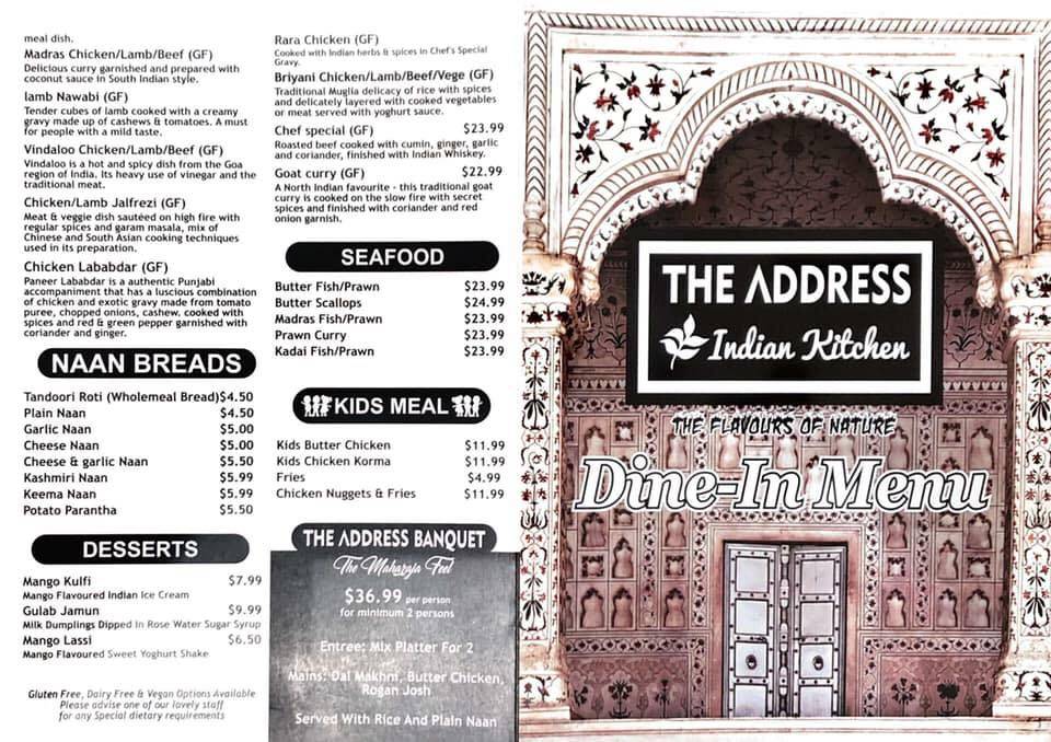 Menu at Mad Mirchi Omokoroa restaurant, Omokoroa