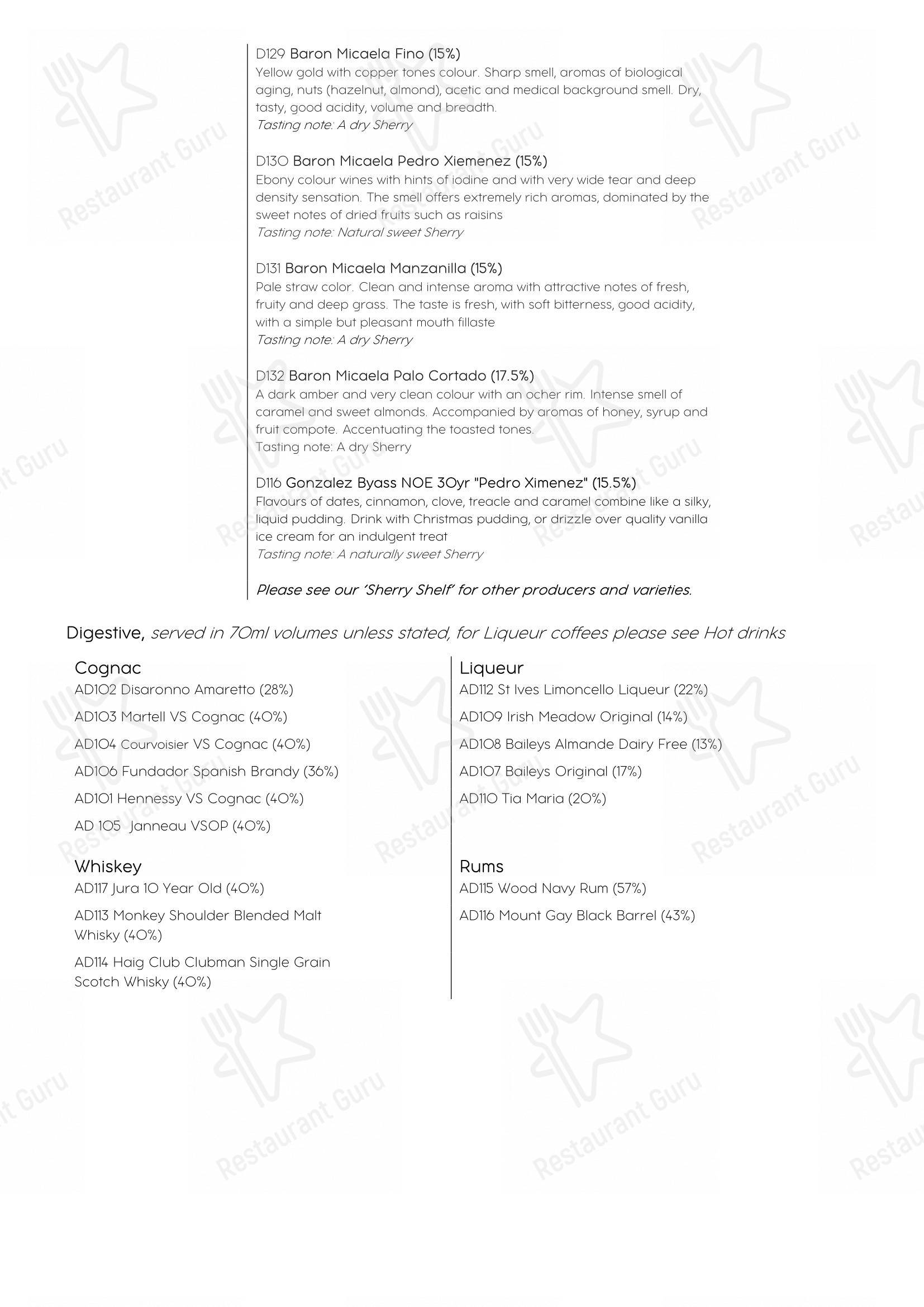 Menu at The Annex Tavistock restaurant, Tavistock