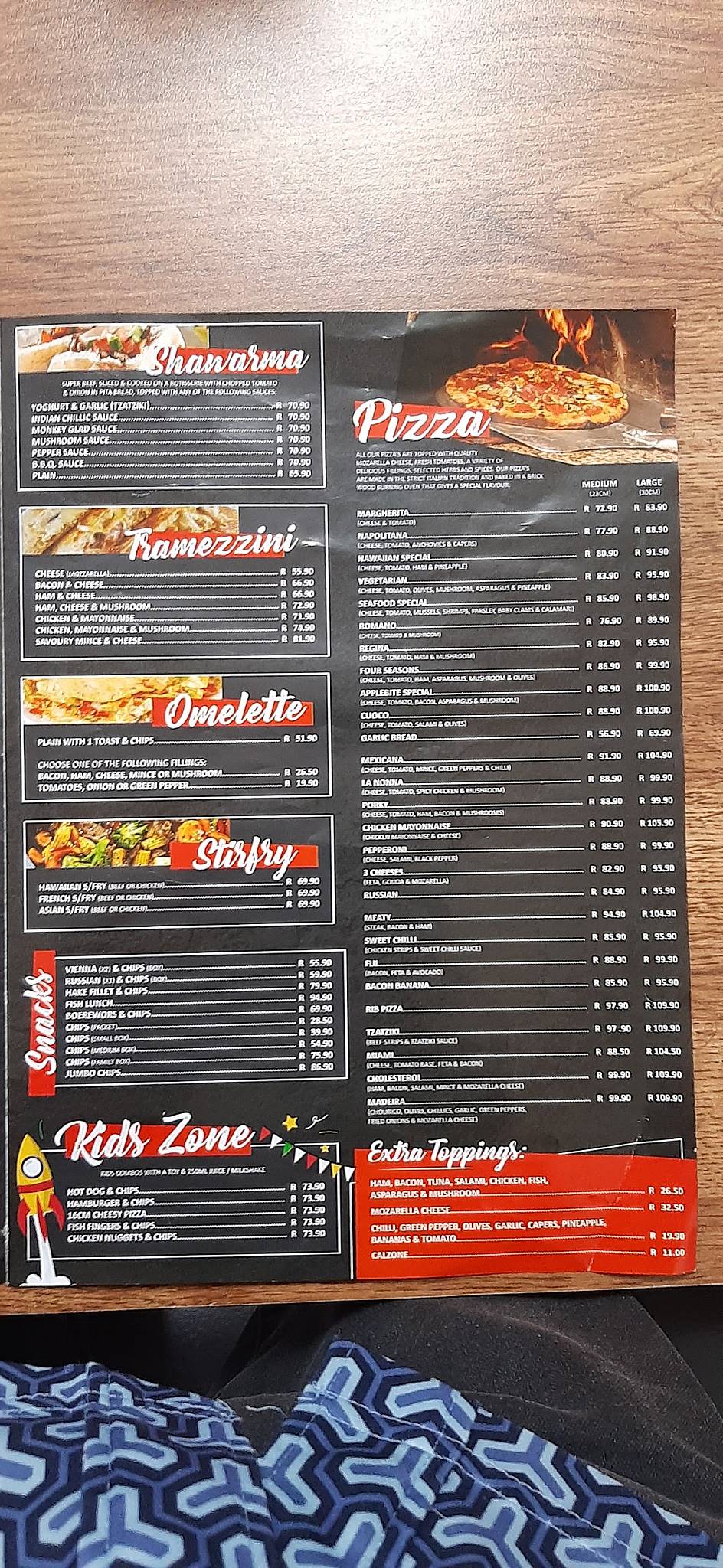 Menu at The Apple Bite Roadhouse & Pizzeria, Germiston