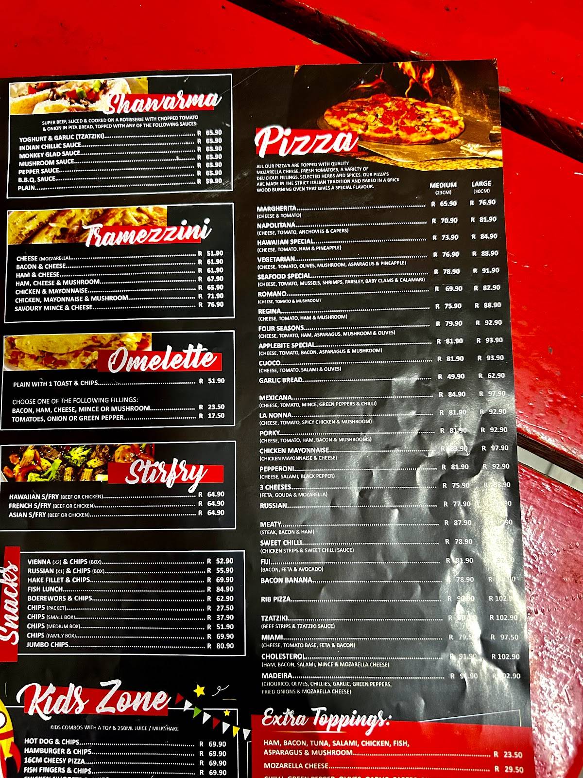 Menu at The Apple Bite Roadhouse & Pizzeria, Germiston