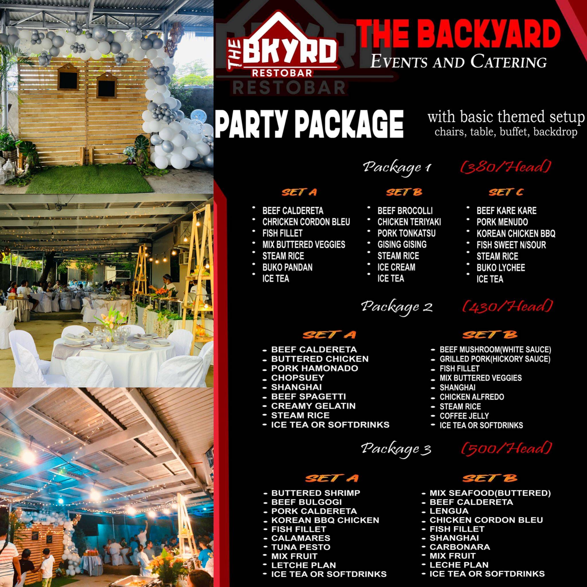 Menu at The Backyard restaurant, Cabanatuan City