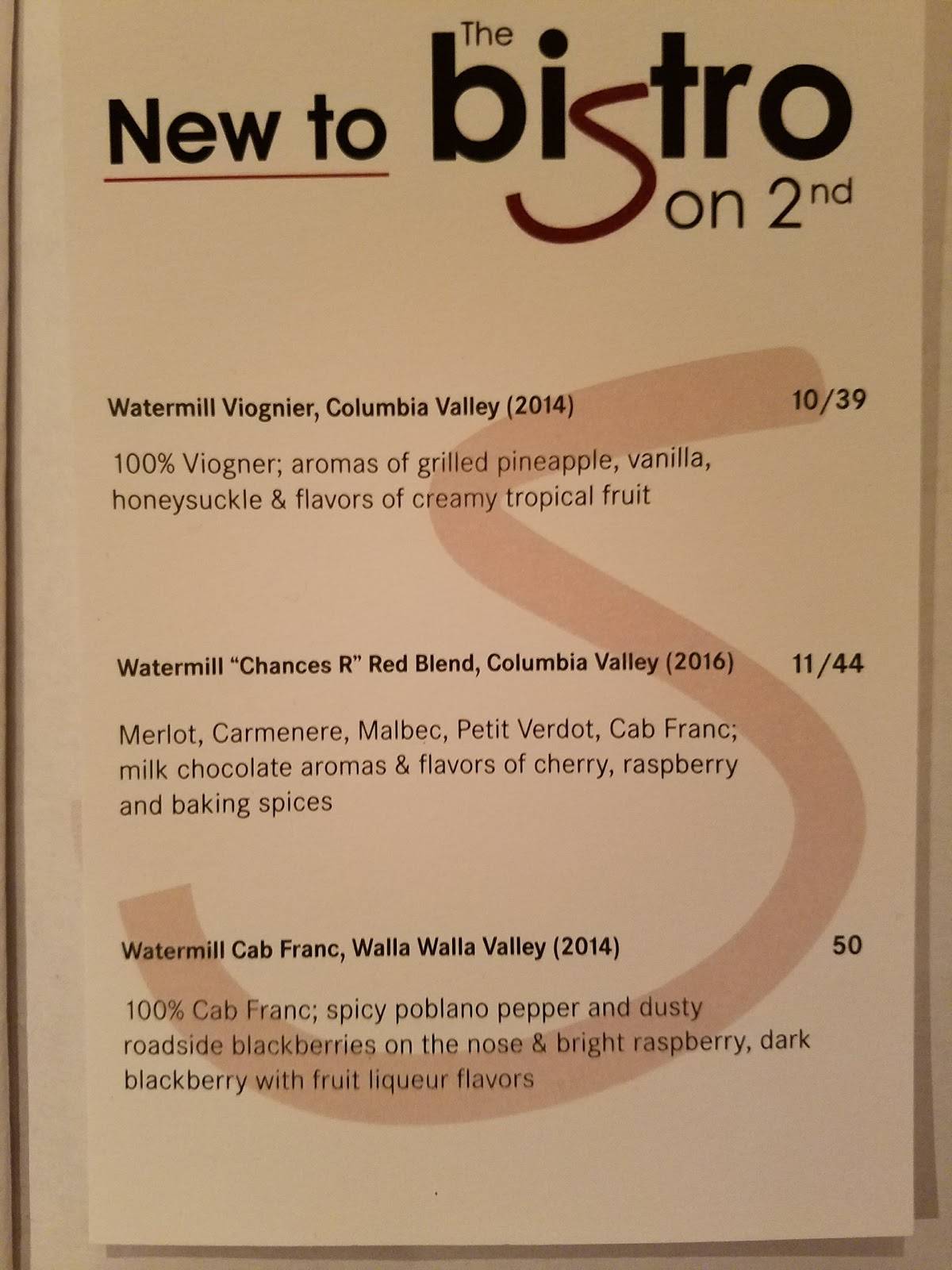 Menu at The Bistro on 2nd restaurant, Monument