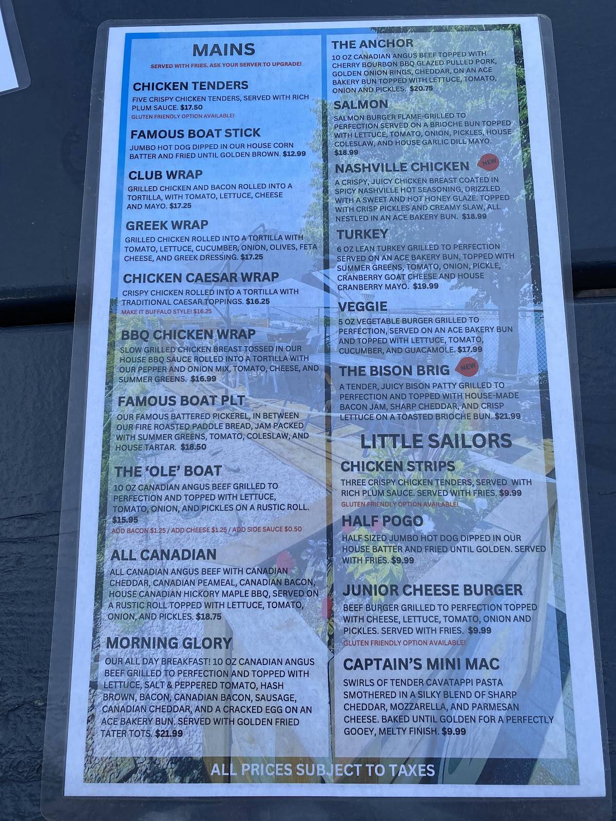 Menu at The Boat pub & bar, North Bay