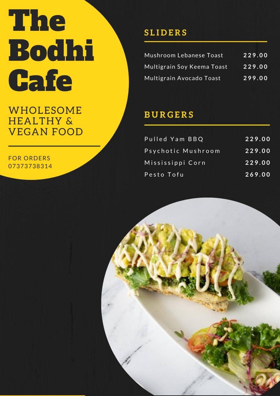 Menu at The Bodhi Cafe, Mumbai