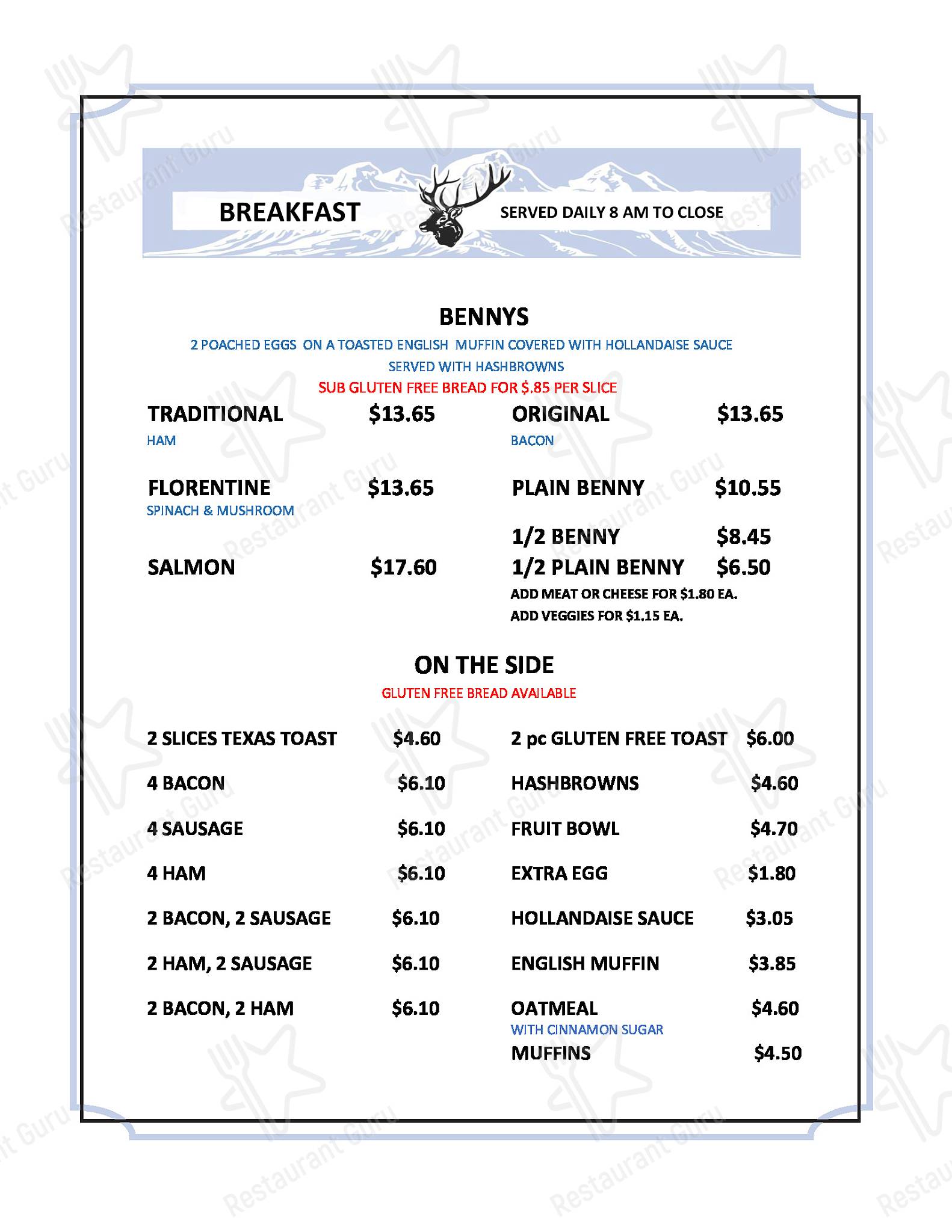 Menu at The Bombi Restaurant, Castlegar