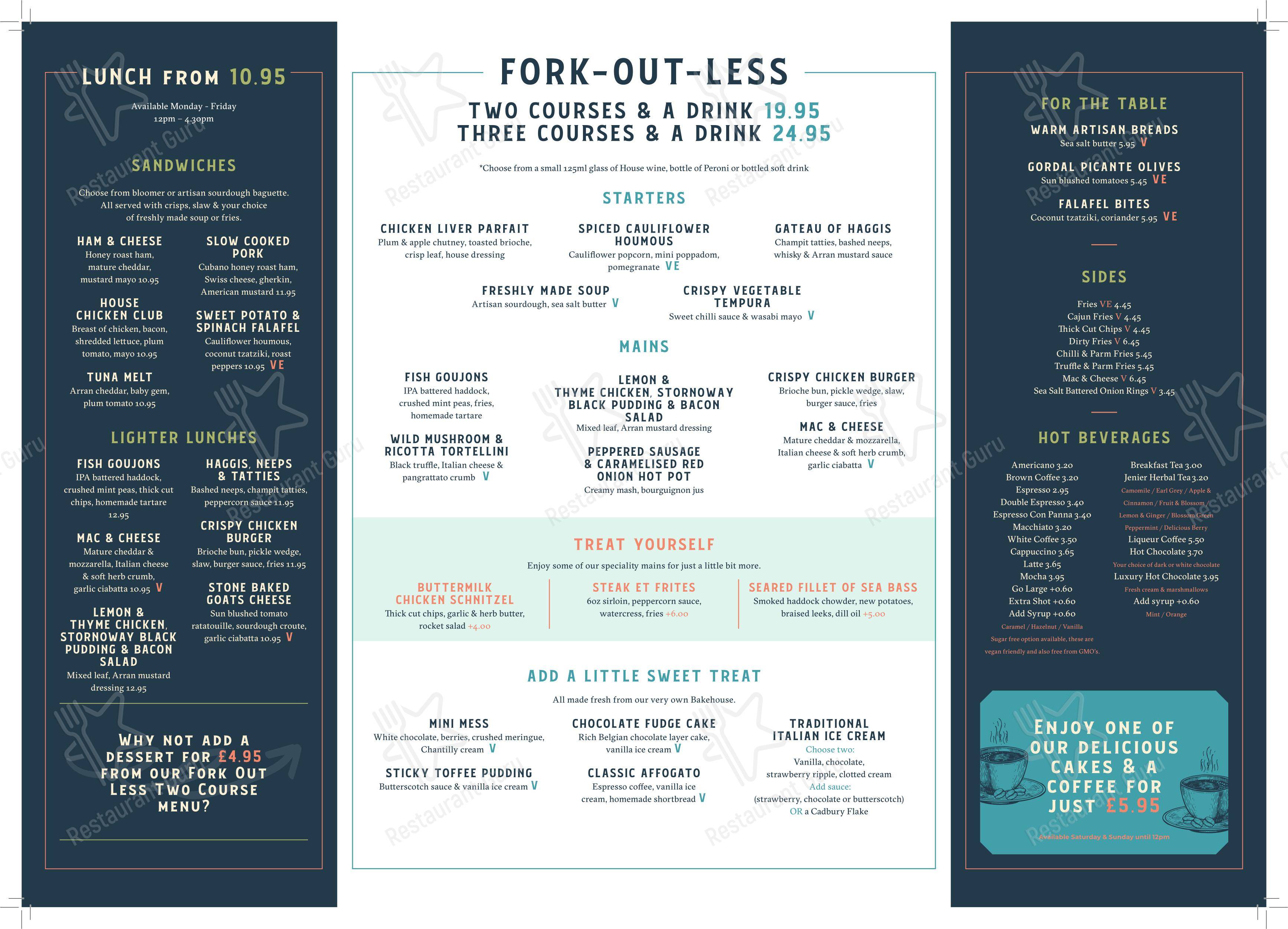 Menu at The Bridge Inn restaurant, Linlithgow