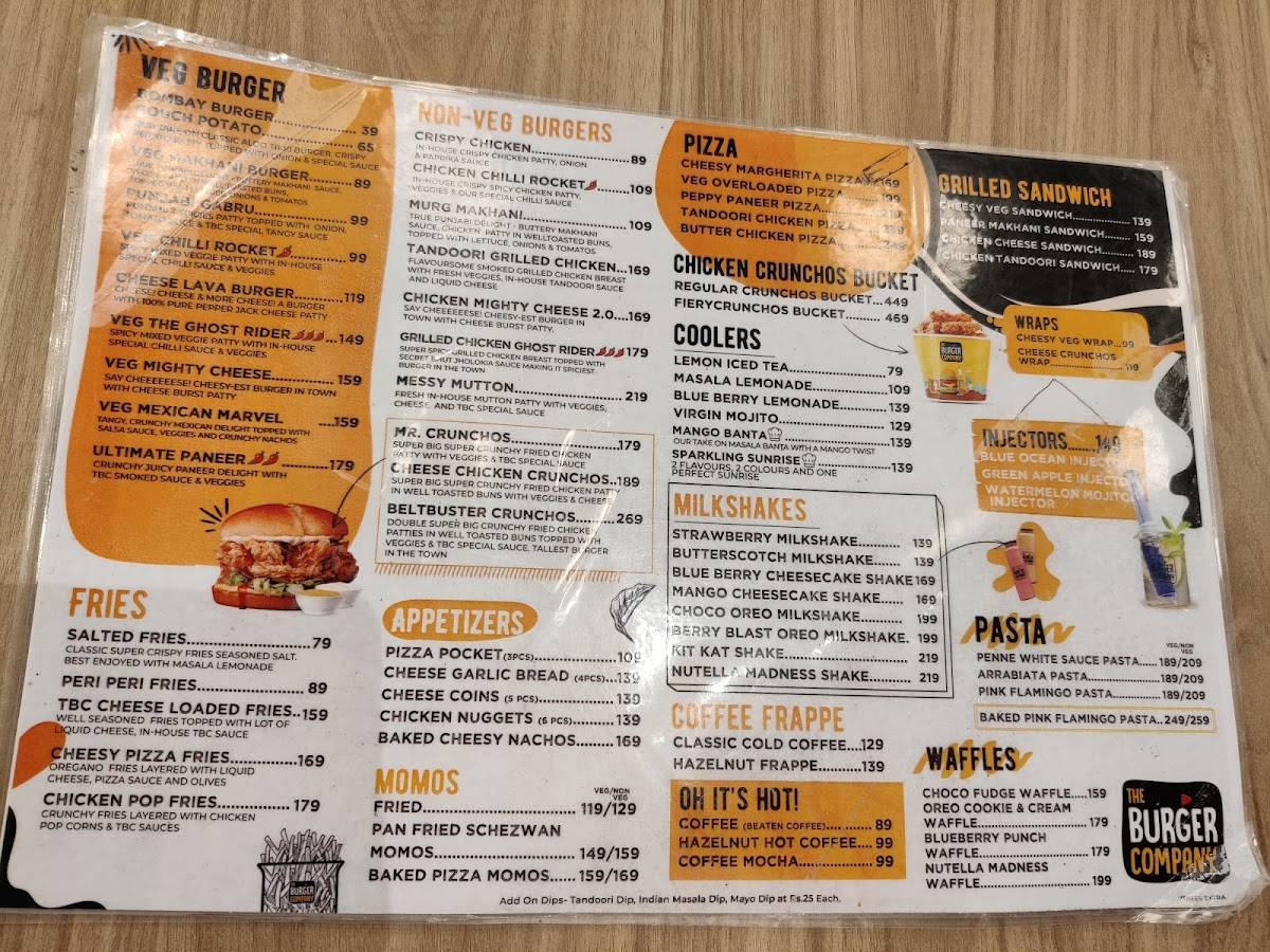 Menu at The Burger Company, Malout