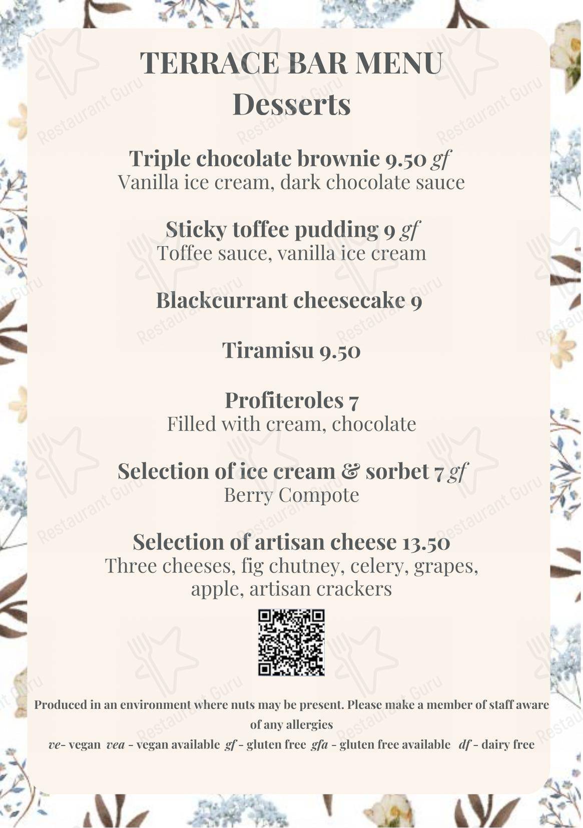 Menu at The Chester Crabwall Manor Restaurant, Chester, Parkgate Road