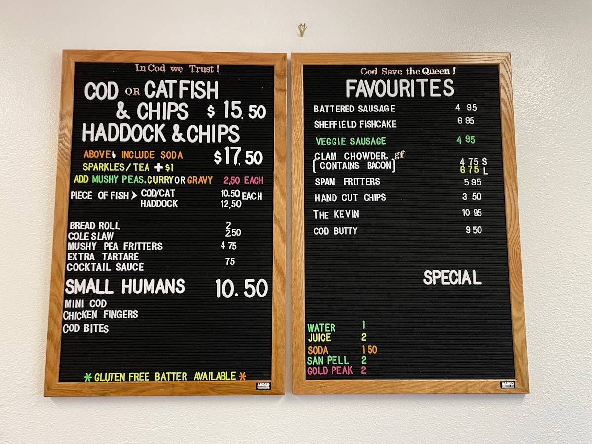 Menu at The Codfather restaurant, Henderson