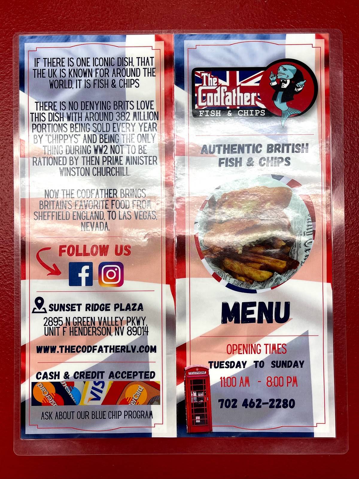 Menu at The Codfather restaurant, Henderson