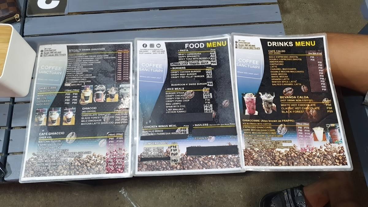 Menu at The Coffee Sanctuary, Atimonan