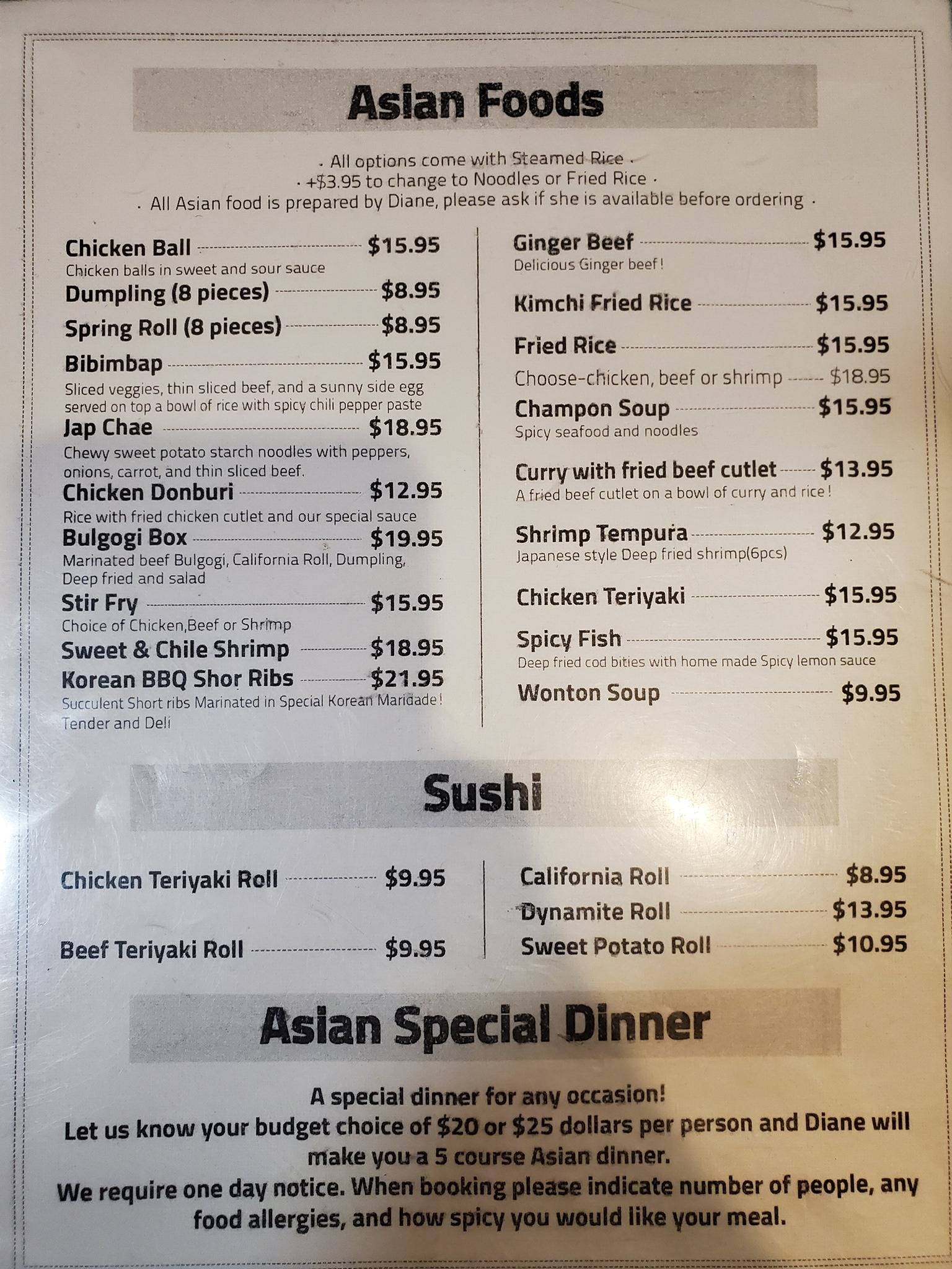 Menu at The Copper Kettle Restaurant, Creighton