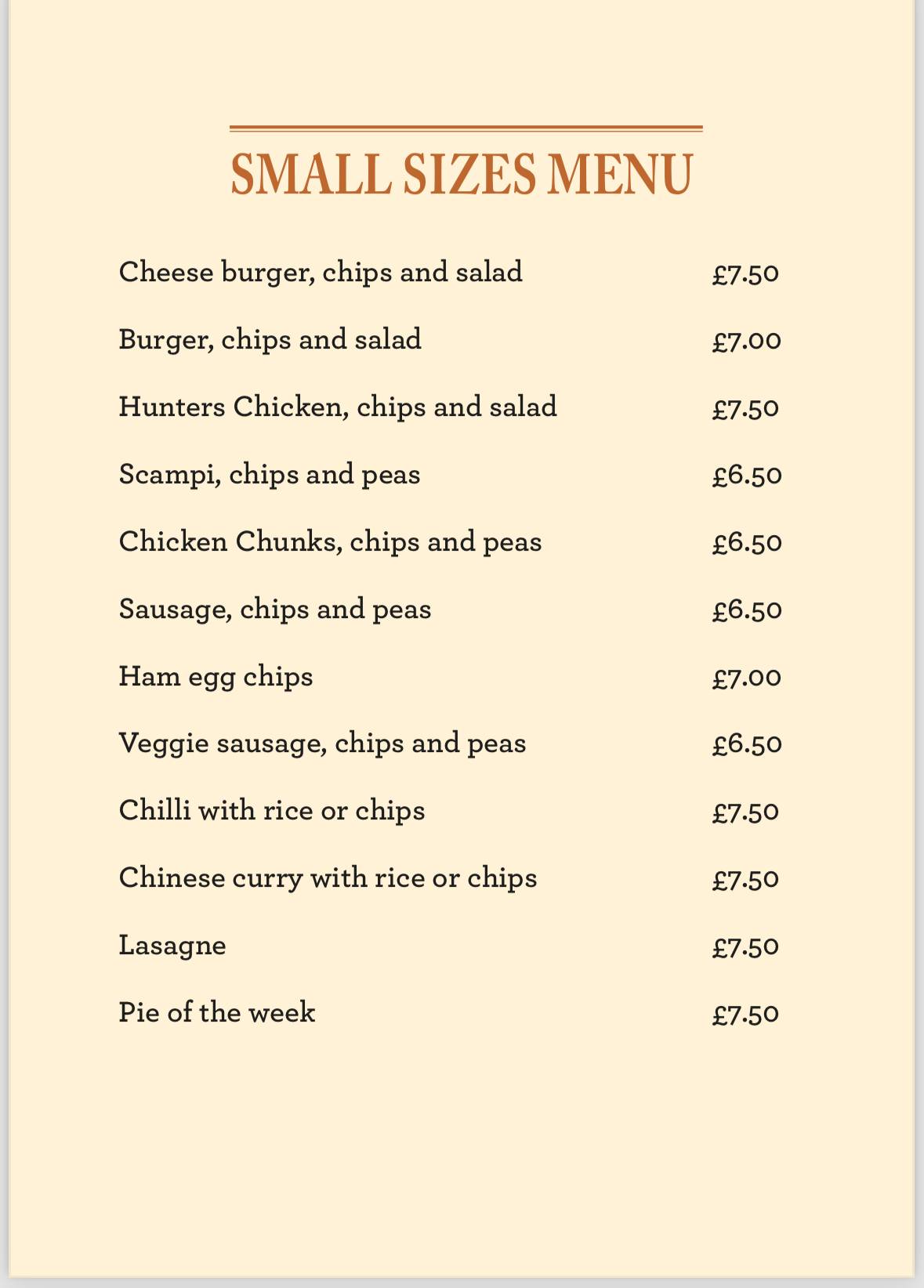 Menu at The Copper Key pub & bar, North Tawton