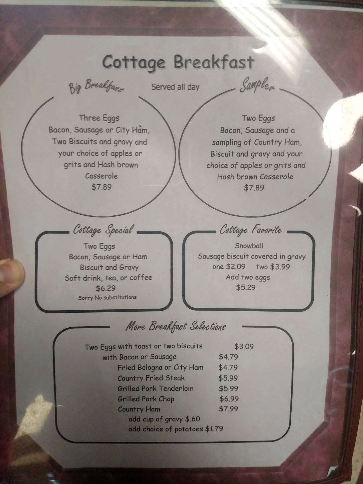 Menu at The Cottage Cafe, Nicholasville