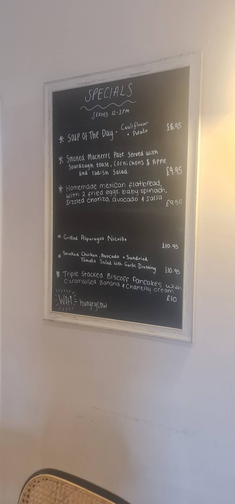 Menu at The Cowshed Dorset cafe, Poole
